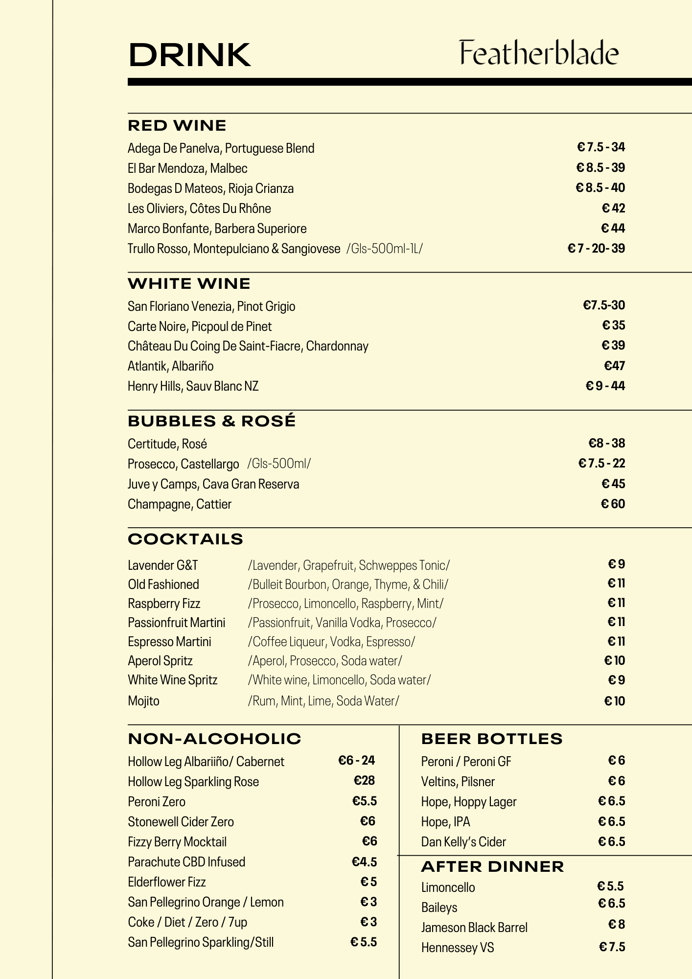 Menus — Featherblade