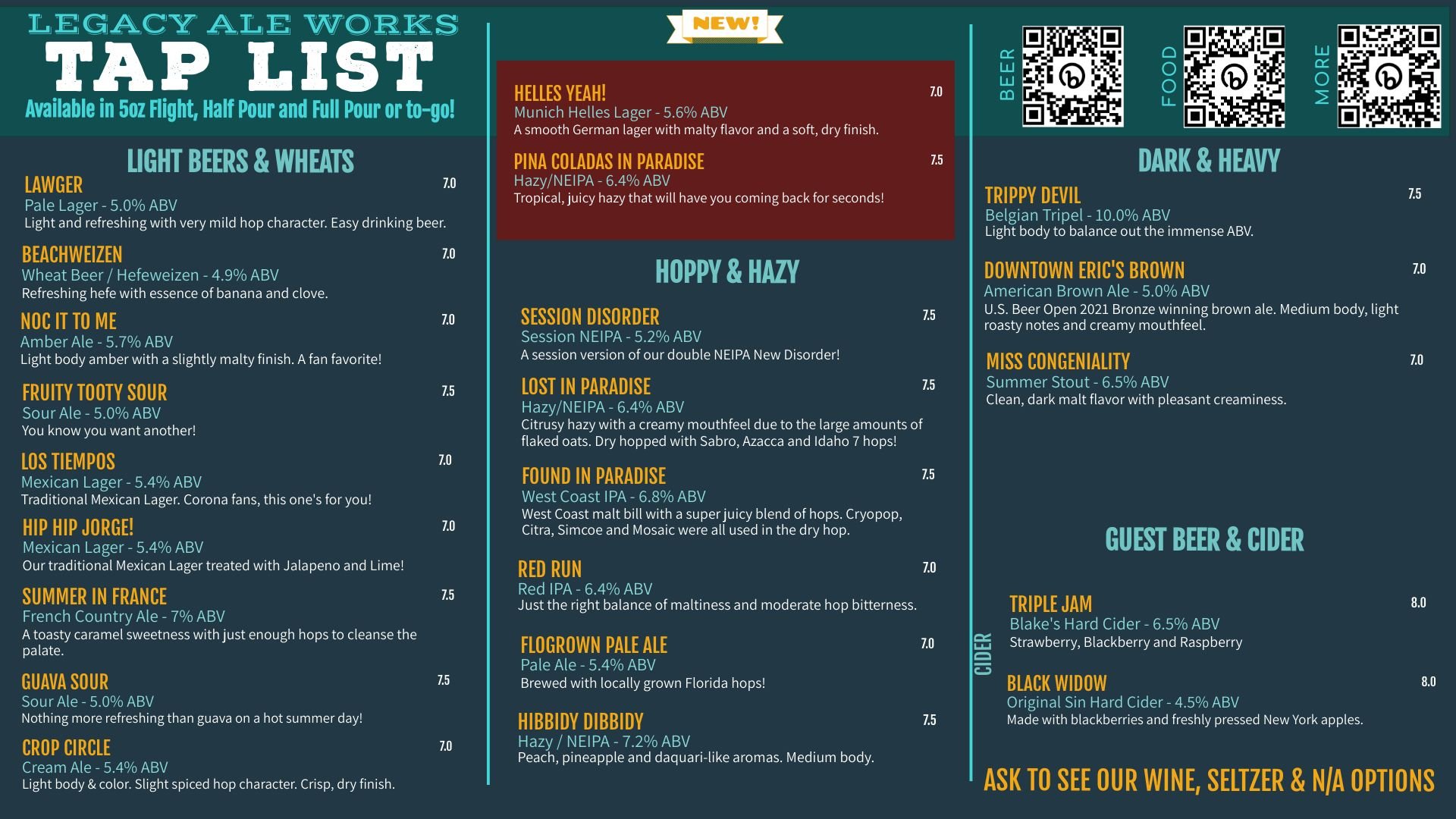 Digital Board — Legacy Ale Works