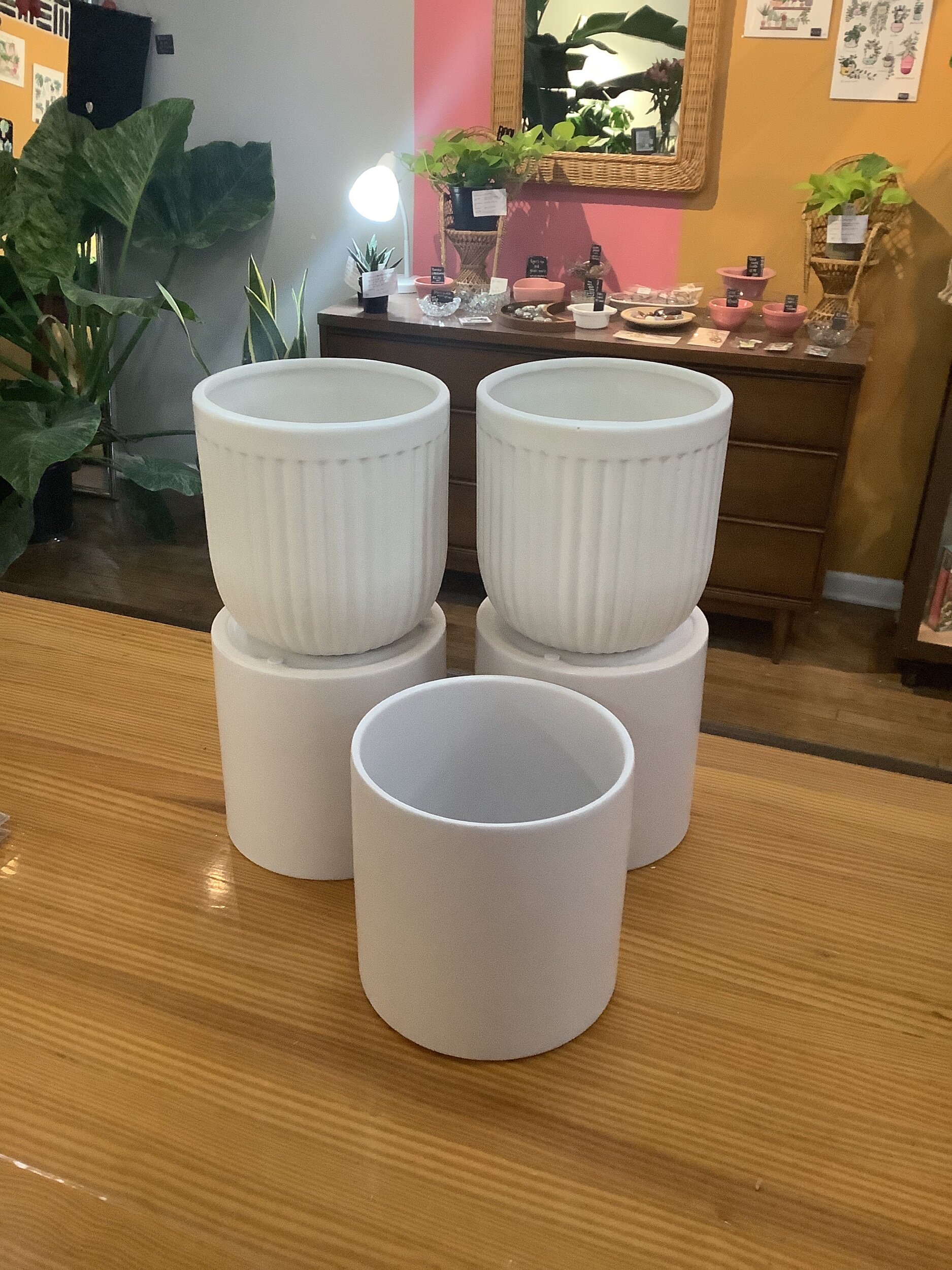 Blush pink cache pot — FULLER PLANTS LLC
