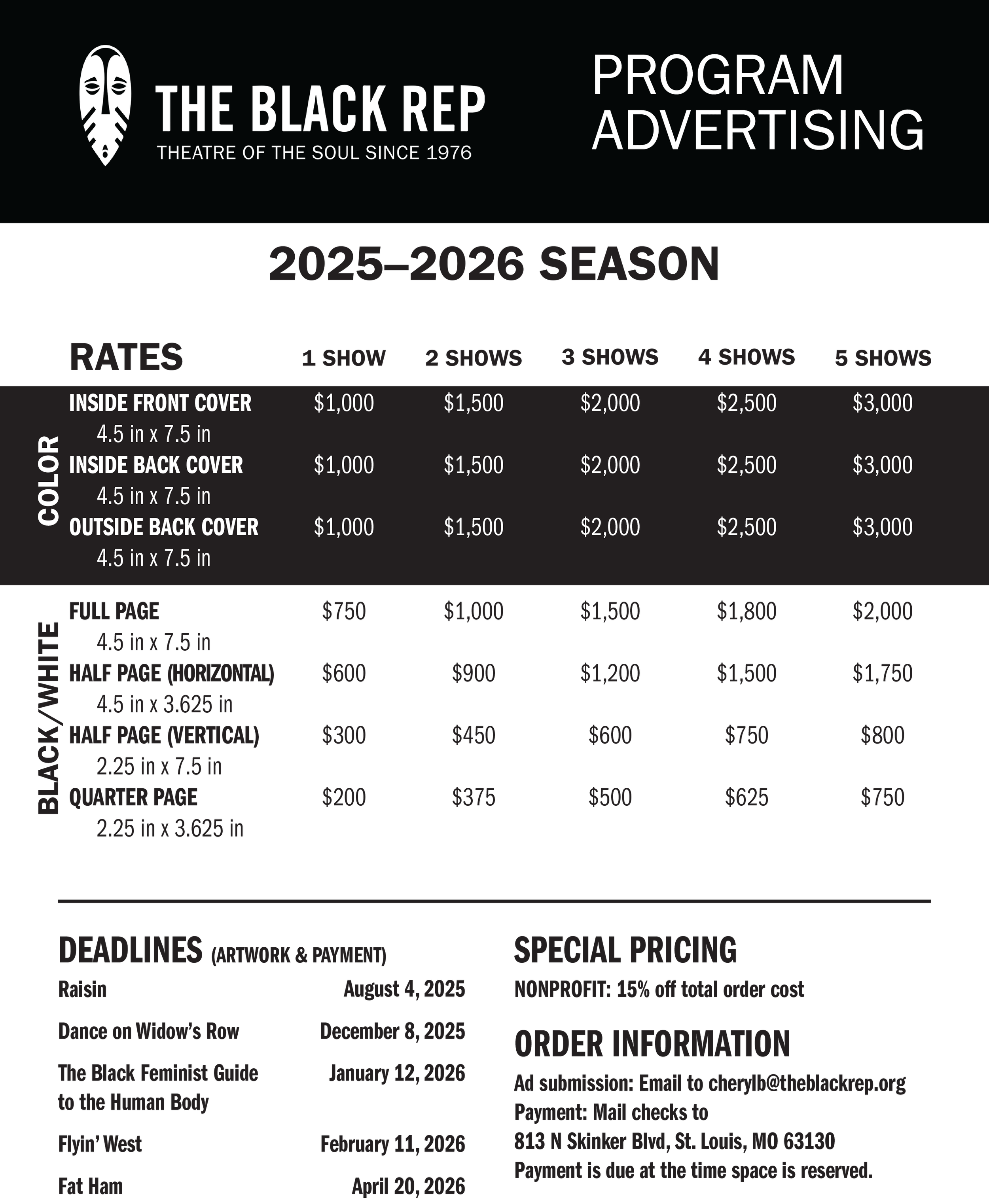 Program Advertising — The Black Rep