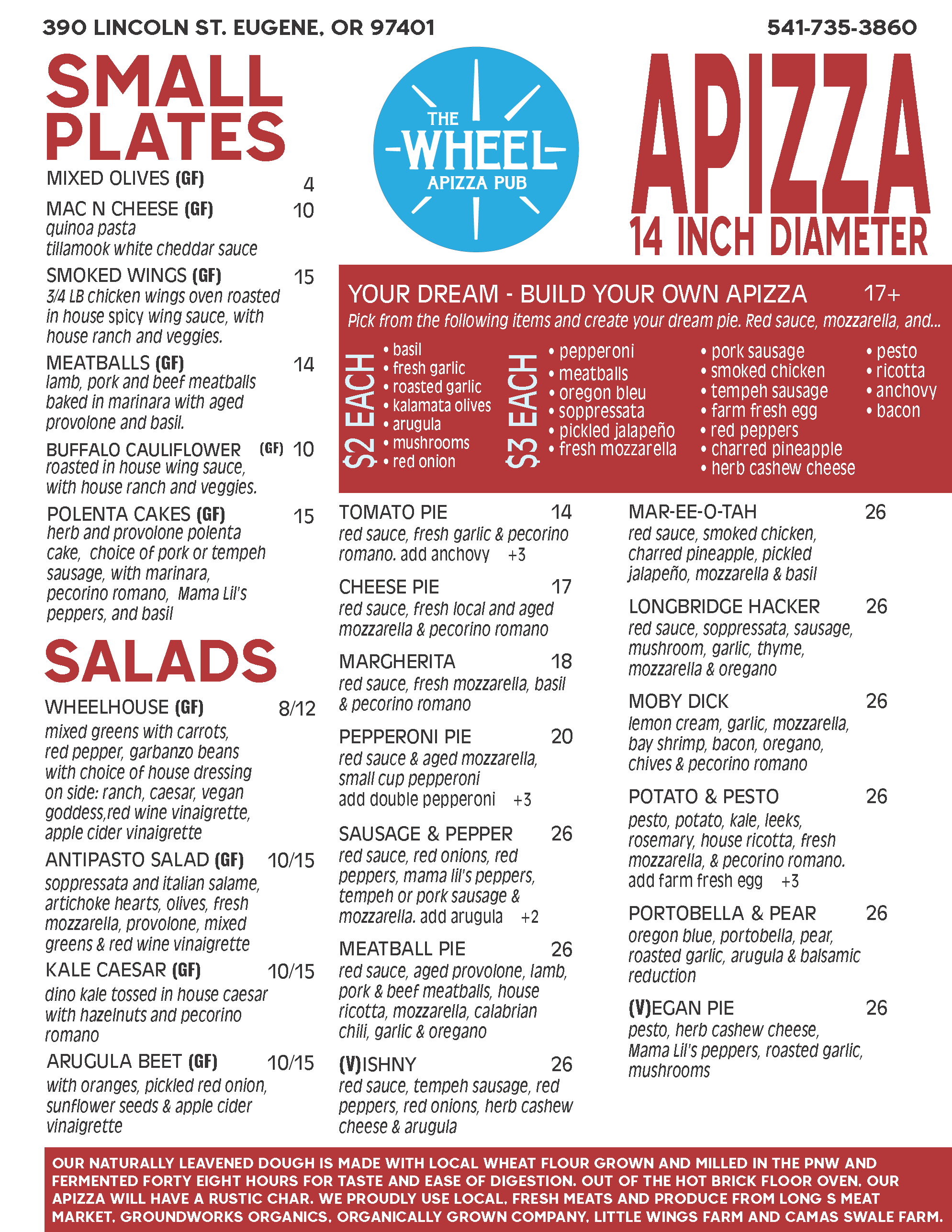 Menu — The Wheel Apizza Pub