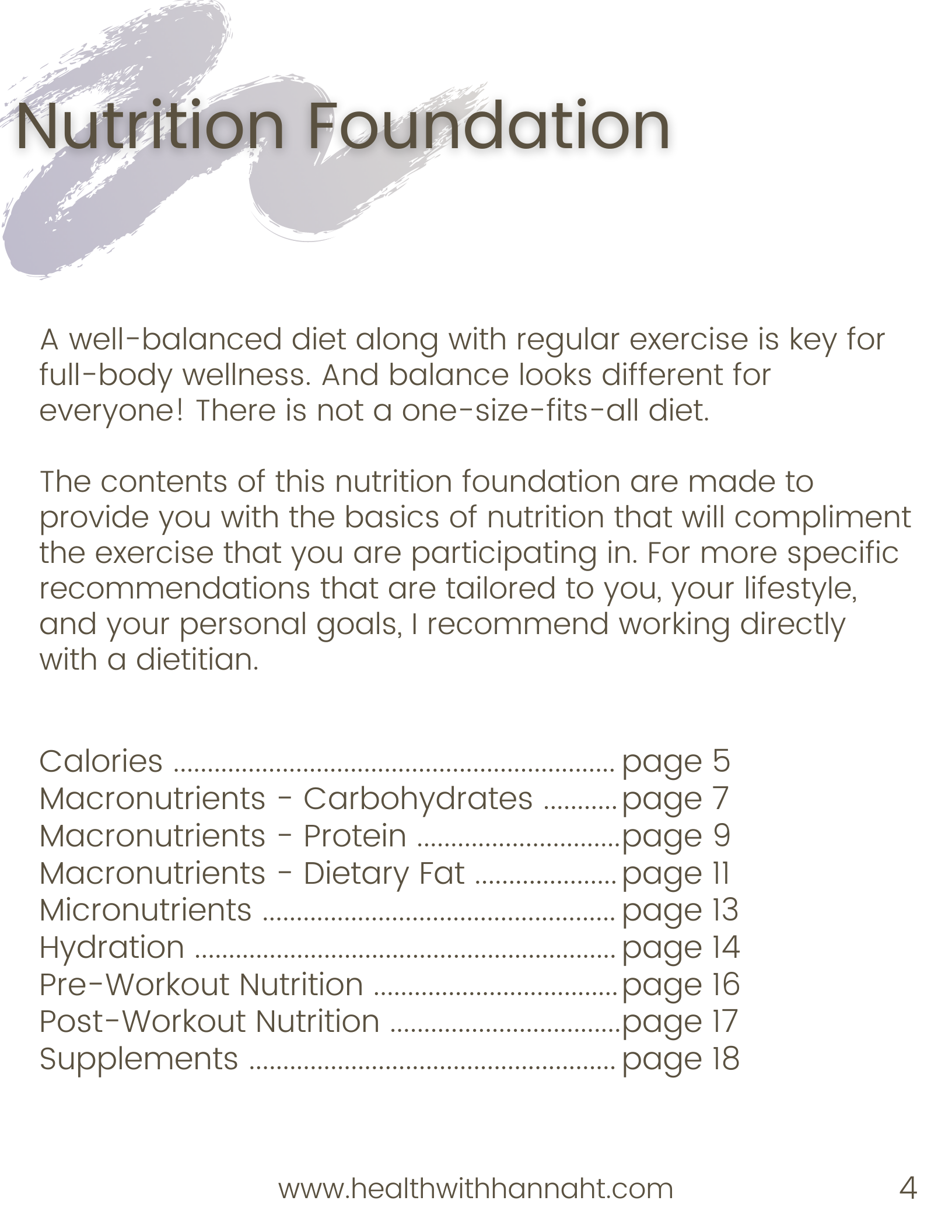 4 Week Home Exercise Guide and Nutrition Foundation — Dietitian Hannah