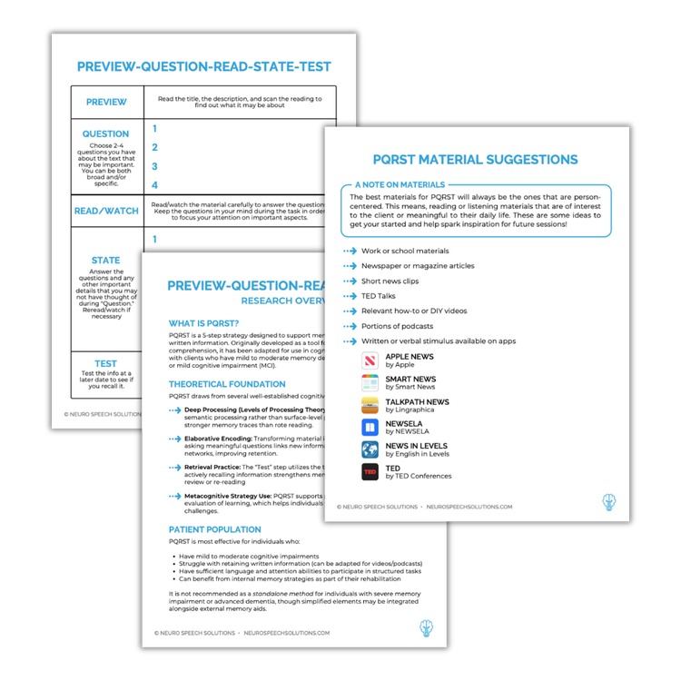 MedSLP Materials | Aphasia Resources | Cognitive Resources — Speech ...