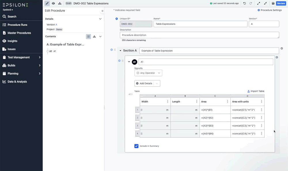 Epsilon3 - Epsilon3 Changelog #64: Table Expressions, Edit Sidebar, Run Numbering, Tool ...