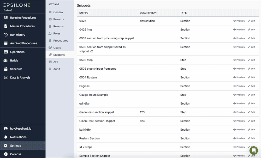 Epsilon3 - Epsilon3 Changelog #45: Propagation of Snippet Changes, Start Procedures ...