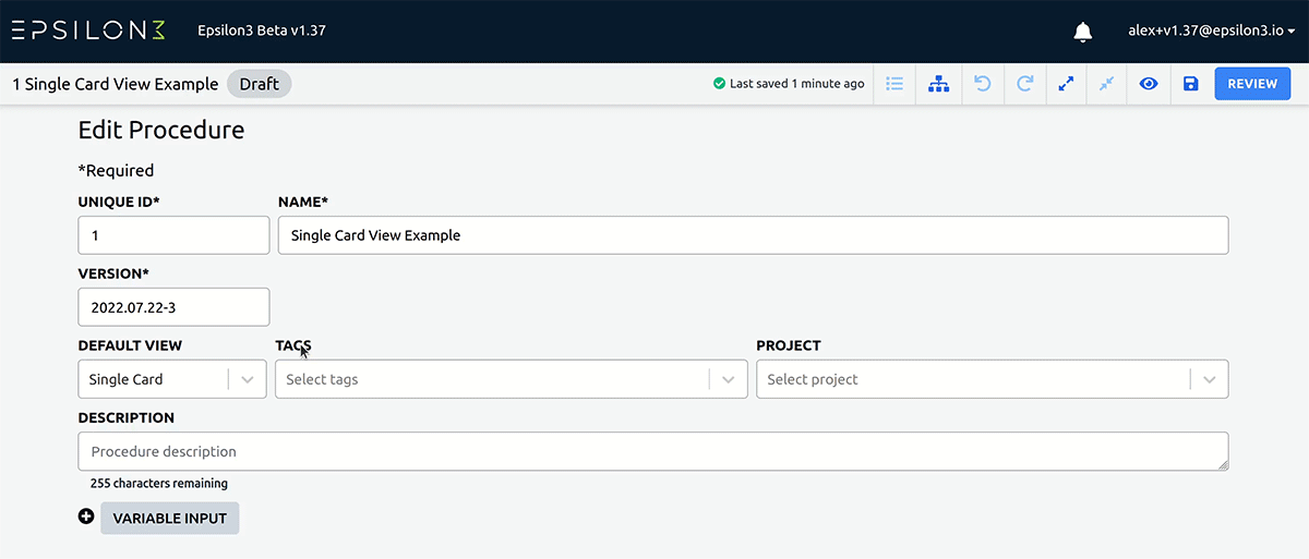 Epsilon3 - Epsilon3 Changelog #30: Procedure Tags, Autosave, Single Card View