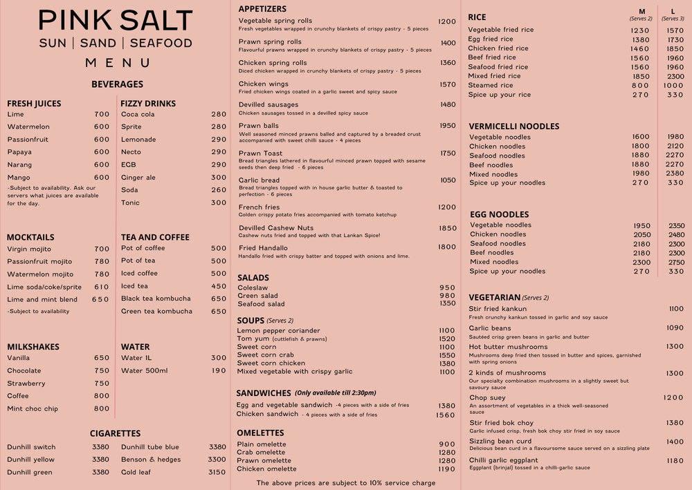 Menu — Pink Salt