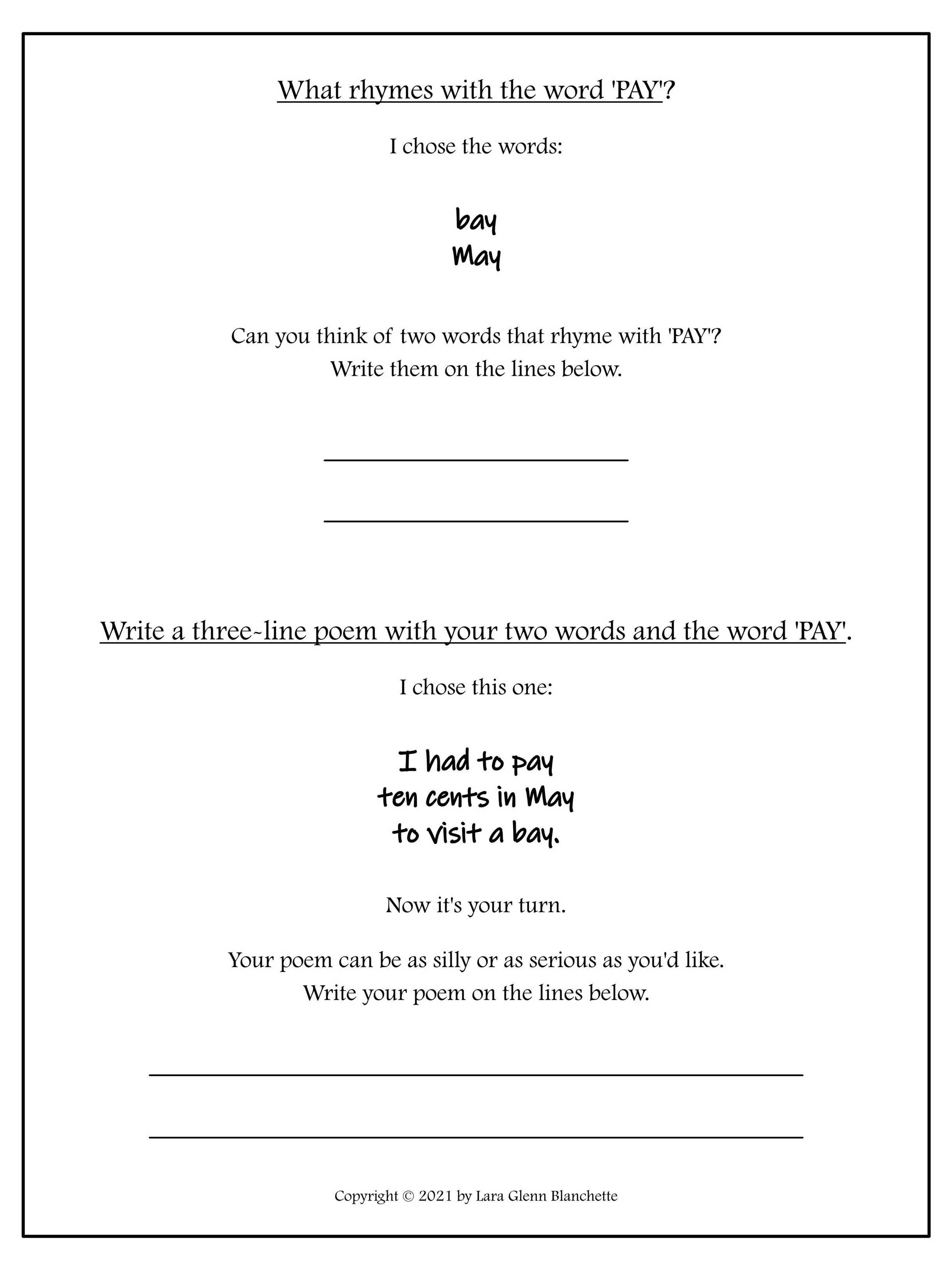 Free Rhyming Worksheets for Kids — Kids' Time to Rhyme