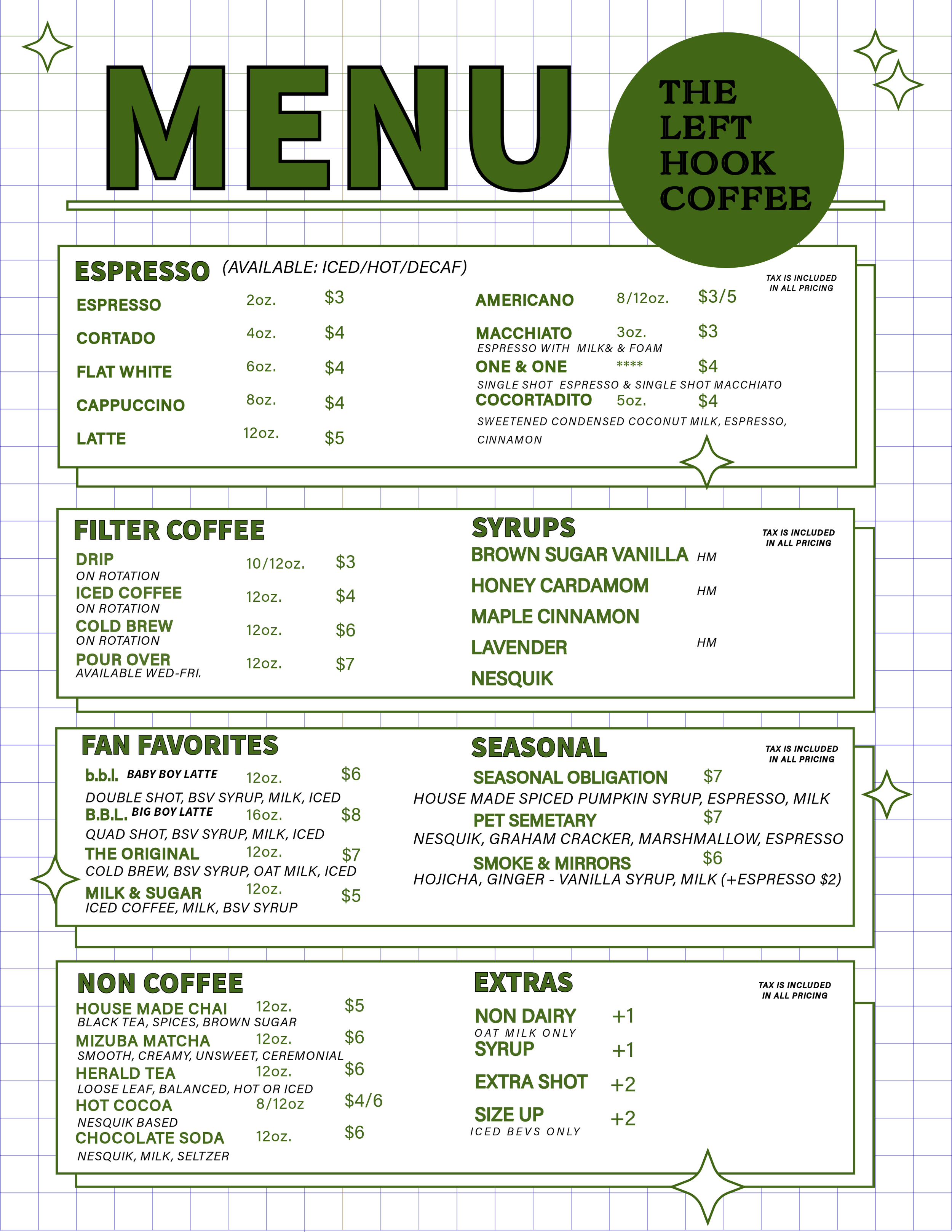 Menu 1 — THE LEFT HOOK COFFEE