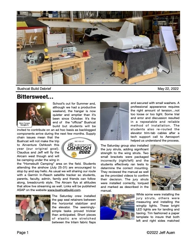 Weekly Debriefs — Bushcat Build - GAJeff