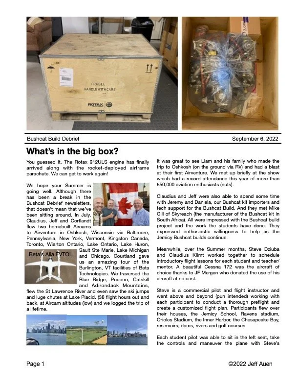 Weekly Debriefs — Bushcat Build - GAJeff