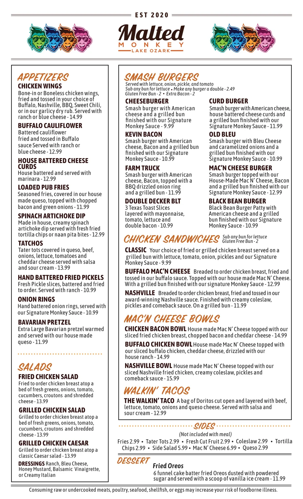 Menu — Malted Monkey