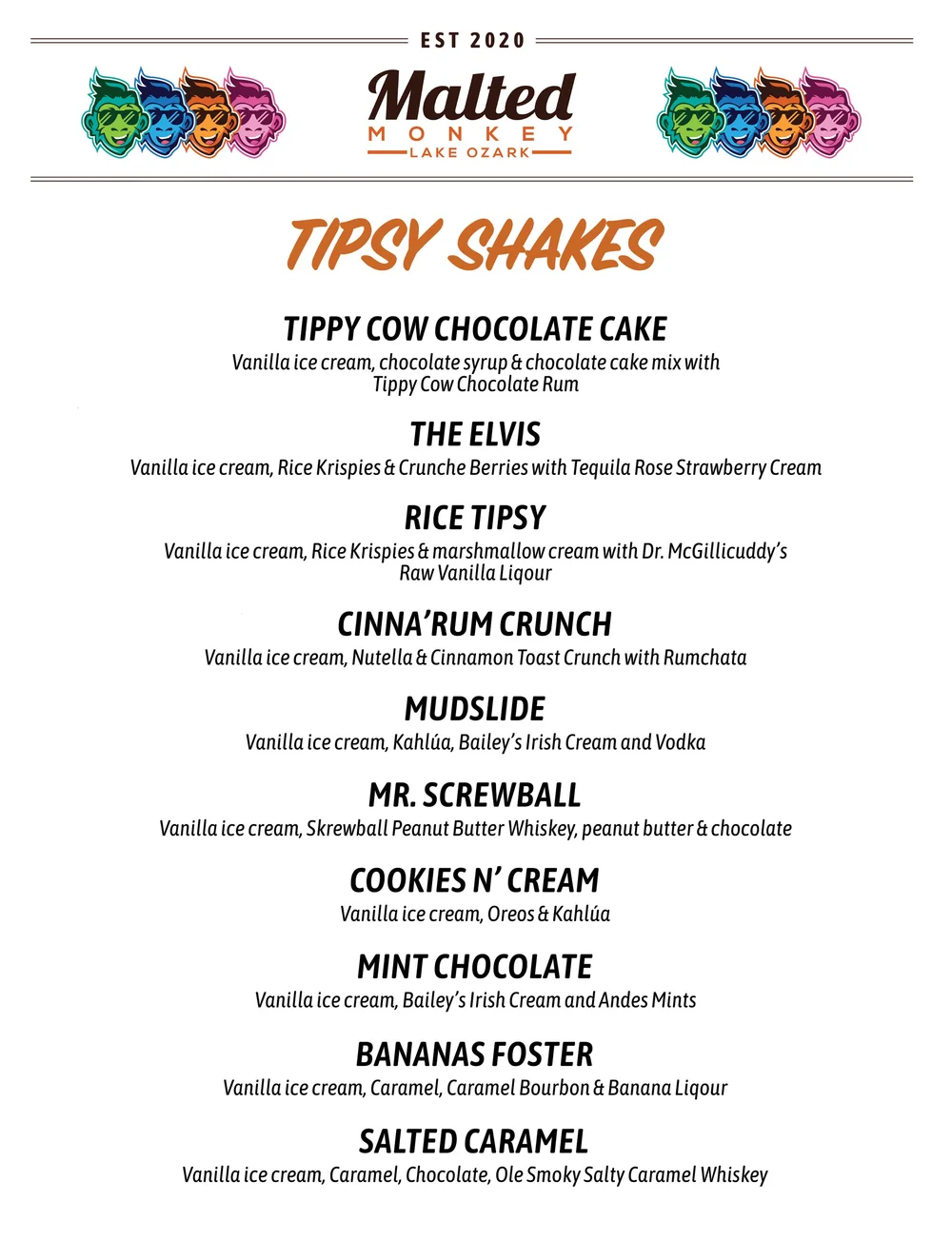 Menu — Malted Monkey