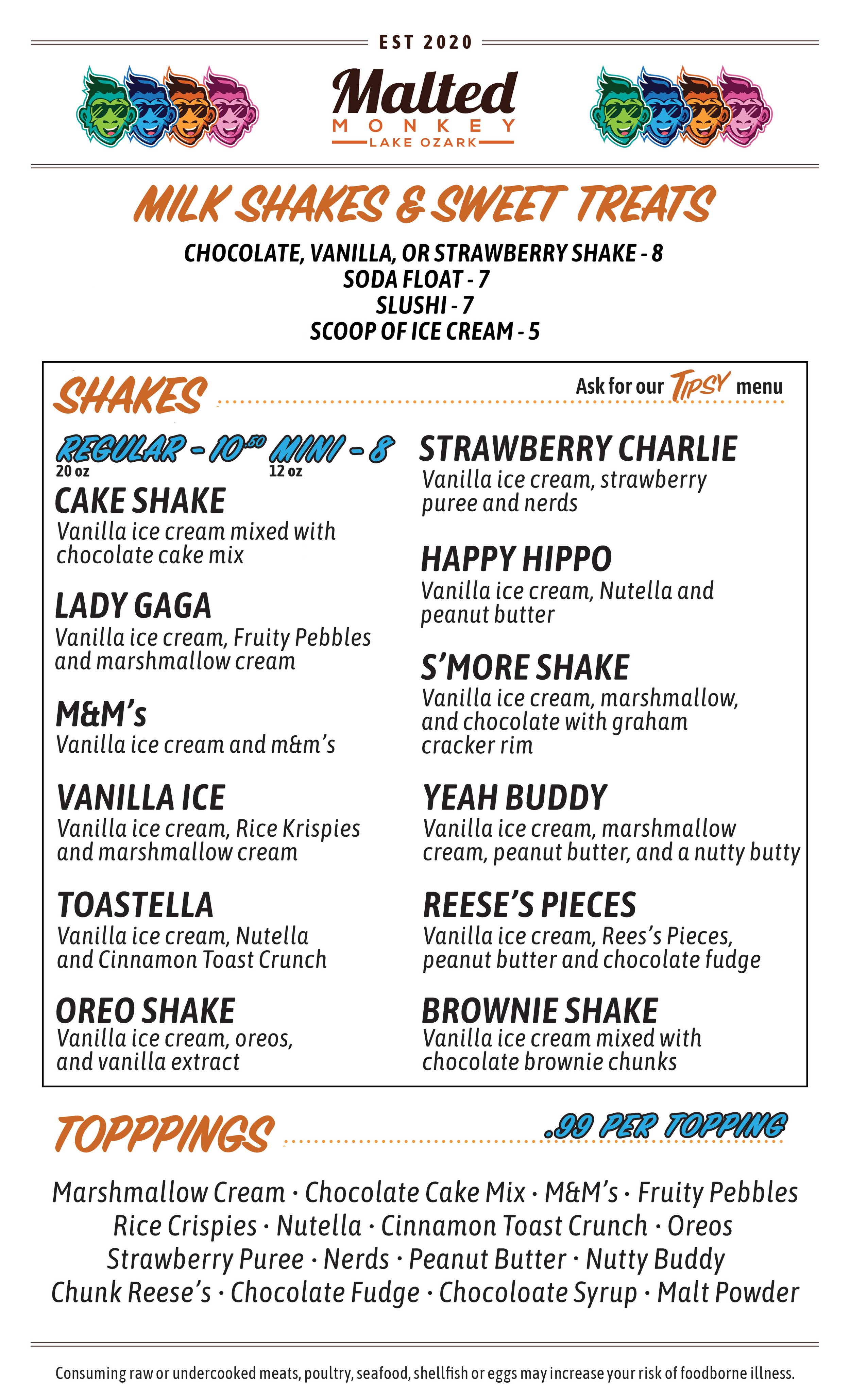 Menu — Malted Monkey