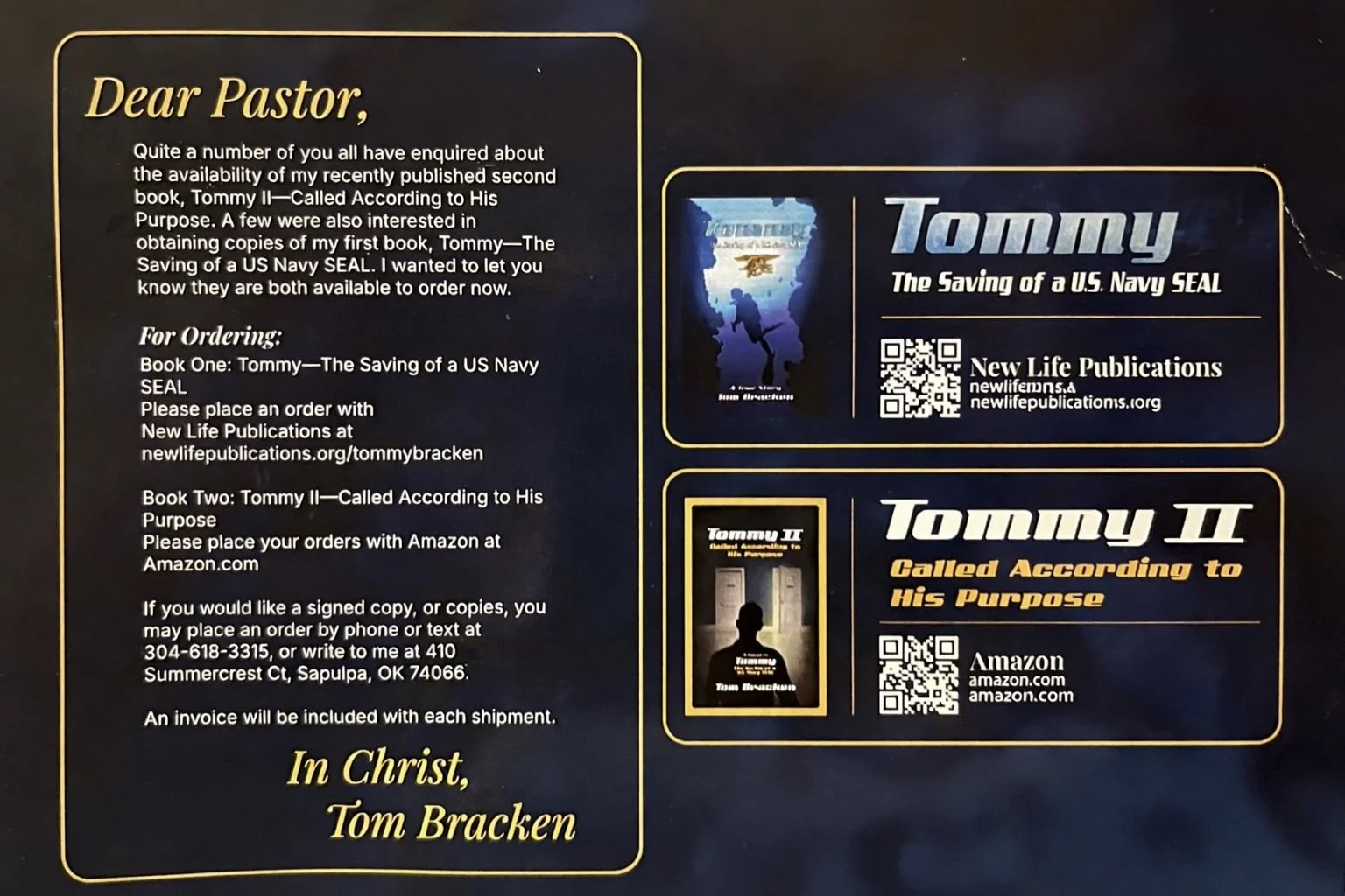 Now Available: Tommy & Tommy II by Tom Bracken — Ecclesiastical Researches