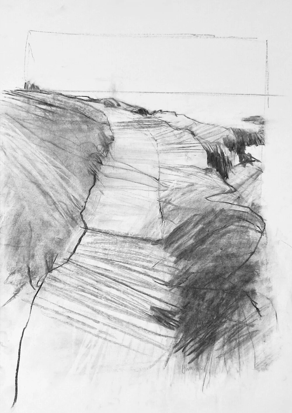 Descent charcoal drawing — Helen Ward
