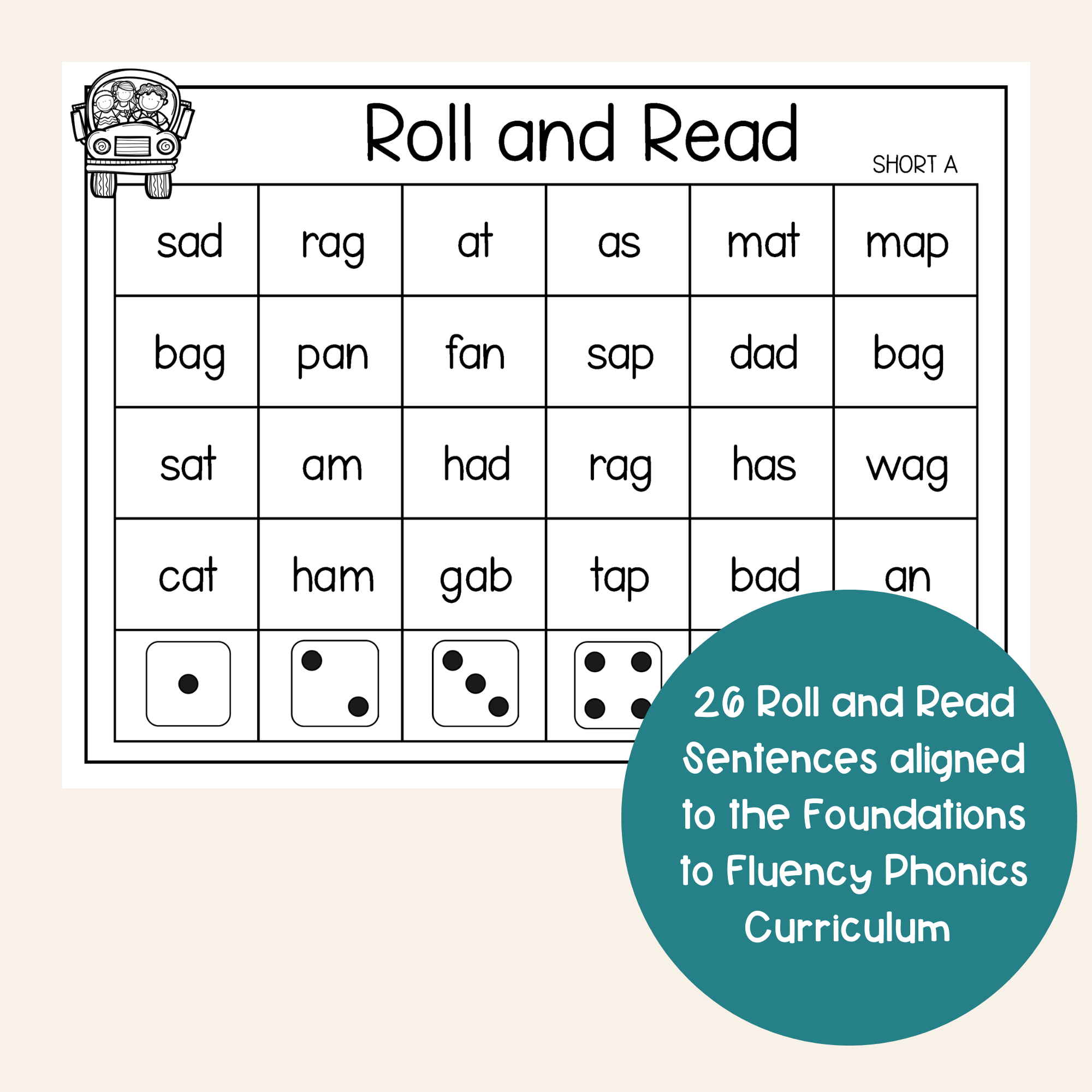 Fluency Roll and Read Phonics Word Game: Engaging Practice for Early ...