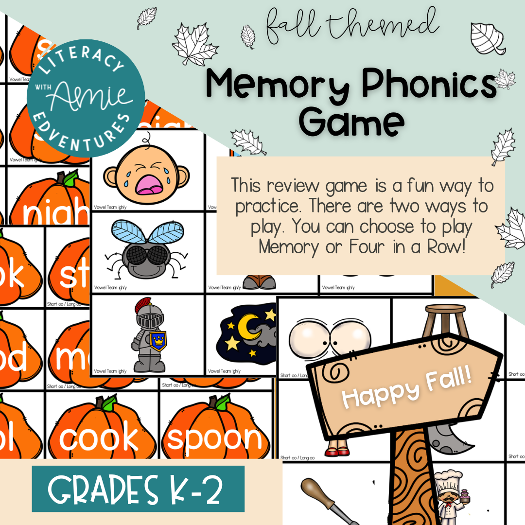 Fall Themed Memory Phonics Game — Literacy Edventures