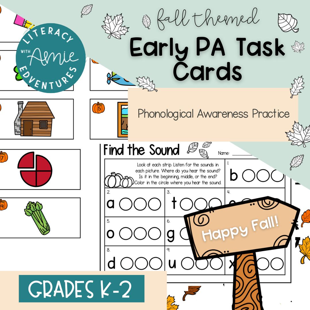 Fall Themed Early Phonological Awareness Task Cards — Literacy Edventures