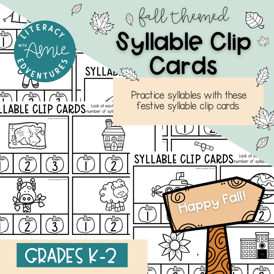 Fall Themed Syllable Clip Cards — Literacy Edventures