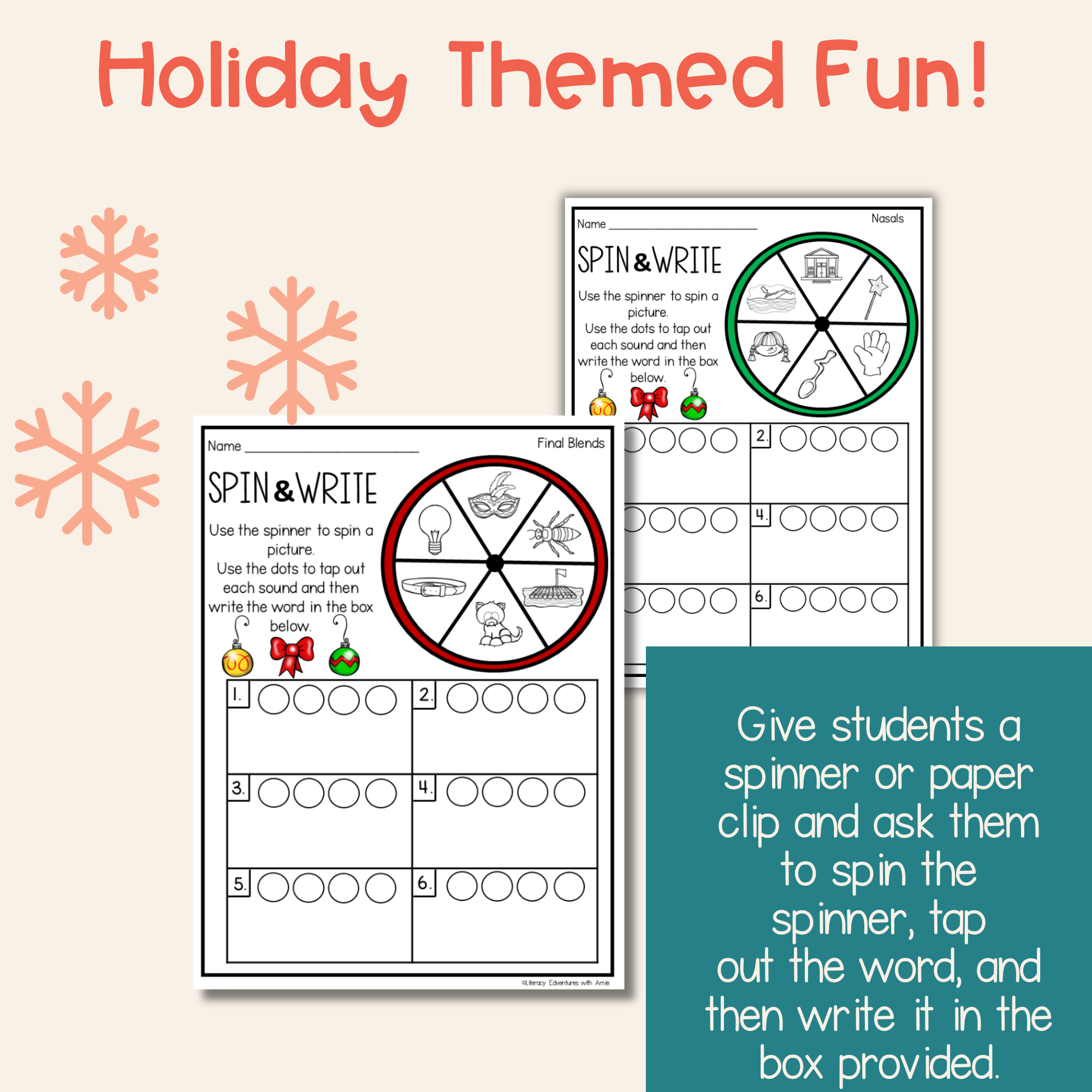 Holiday Phonics Spin and Write (Science of Reading) — Literacy Edventures