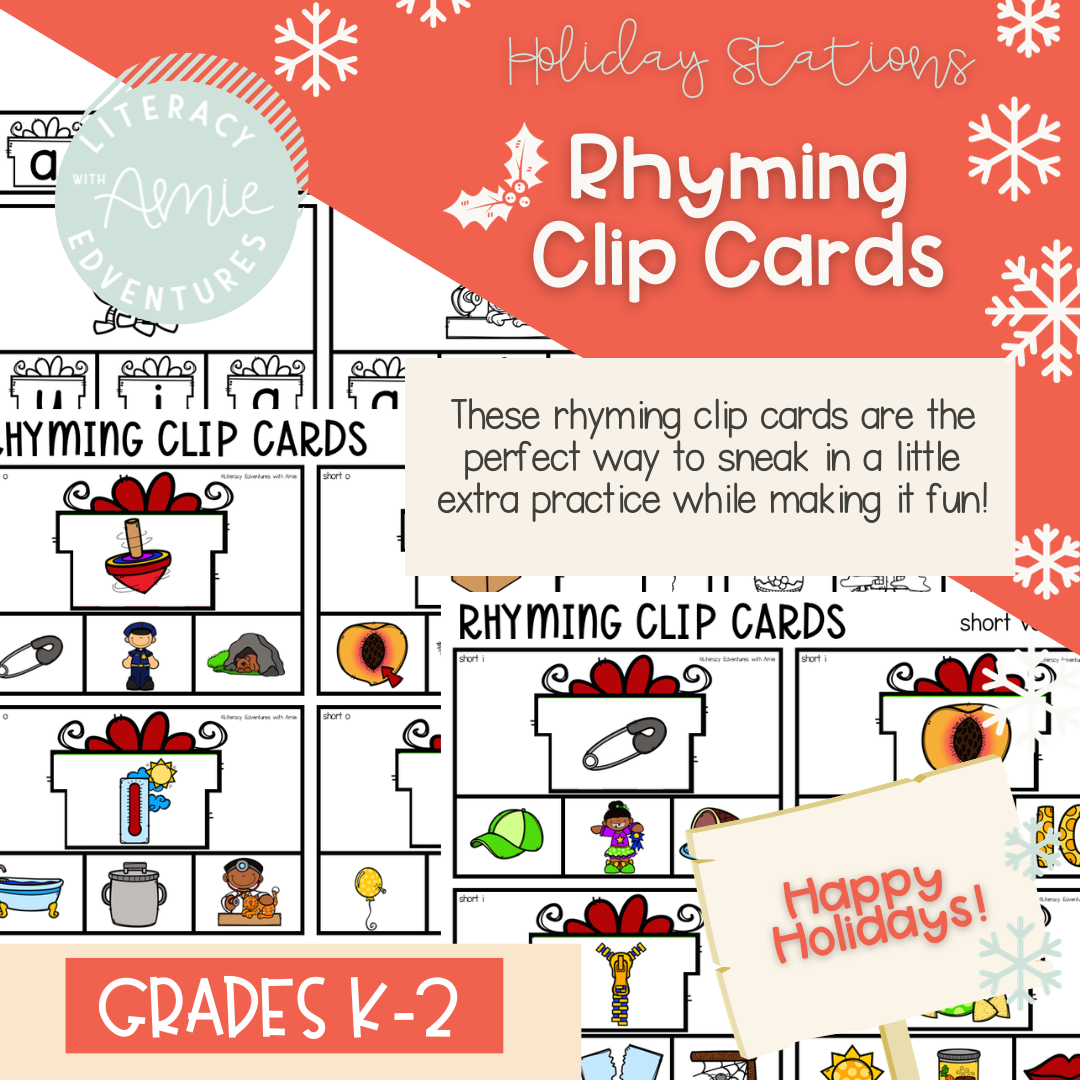 Holiday Rhyming Clip Cards — Literacy Edventures