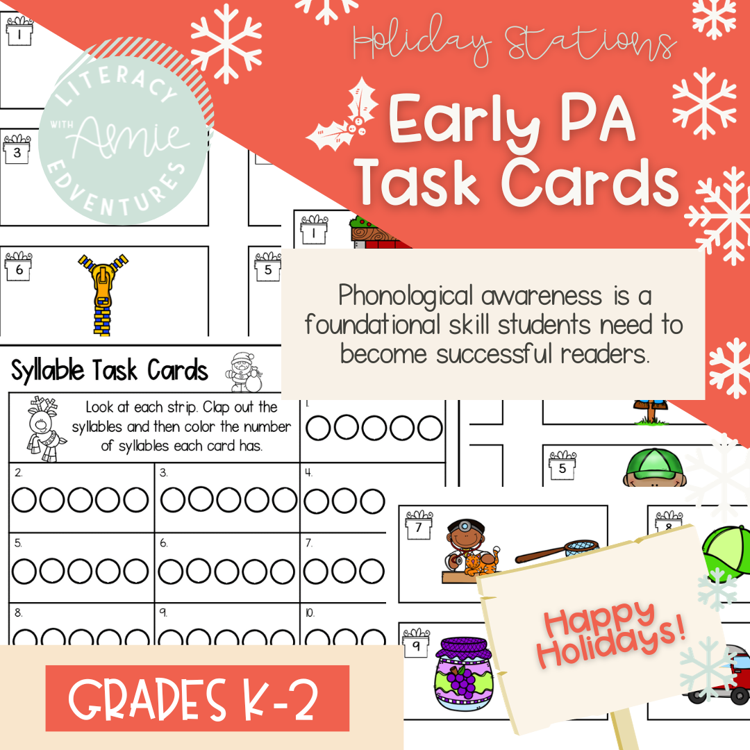 Holiday Early Phonological Awareness Task Cards — Literacy Edventures
