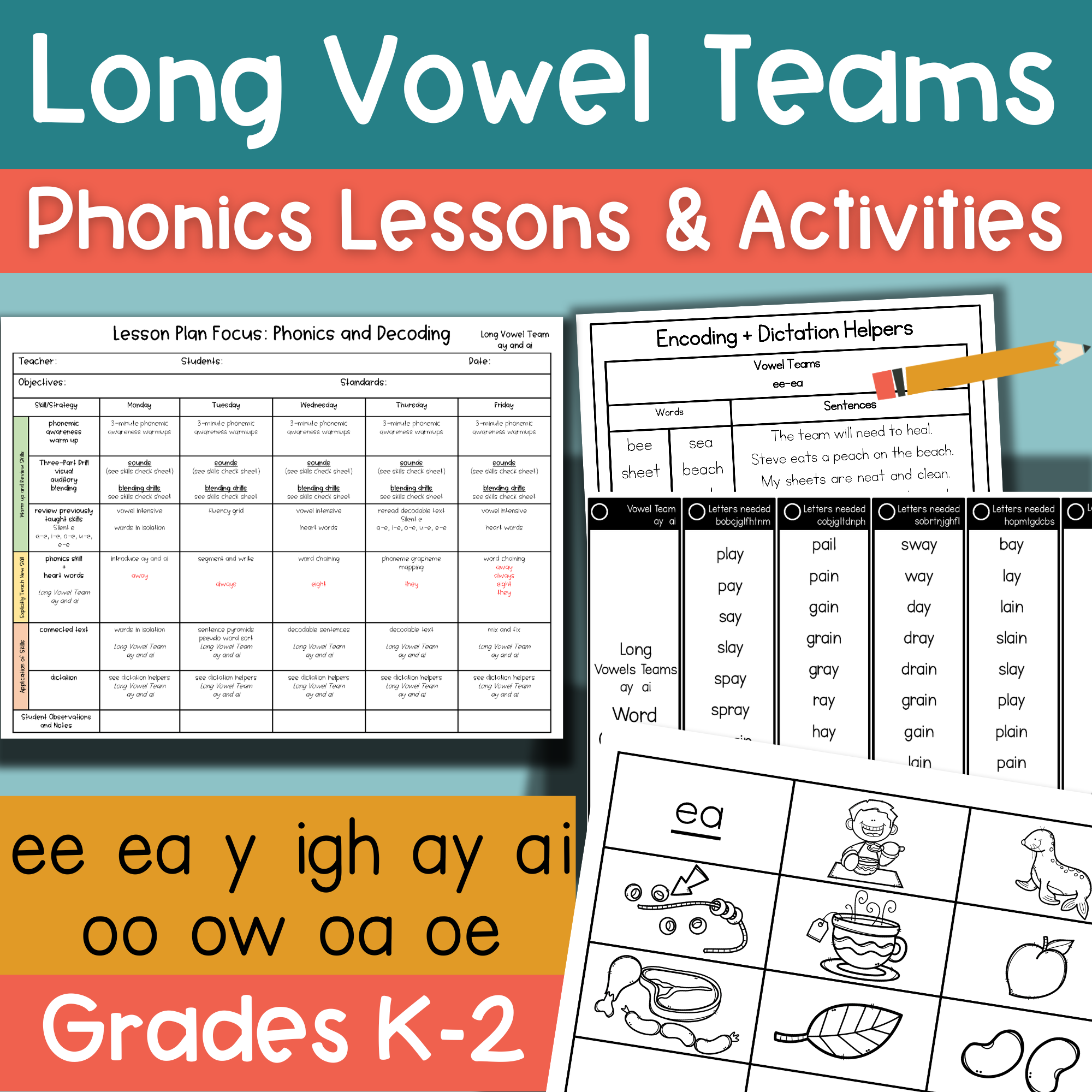 Vowel Team Phonics Lessons and Activities BUNDLE — Literacy Edventures