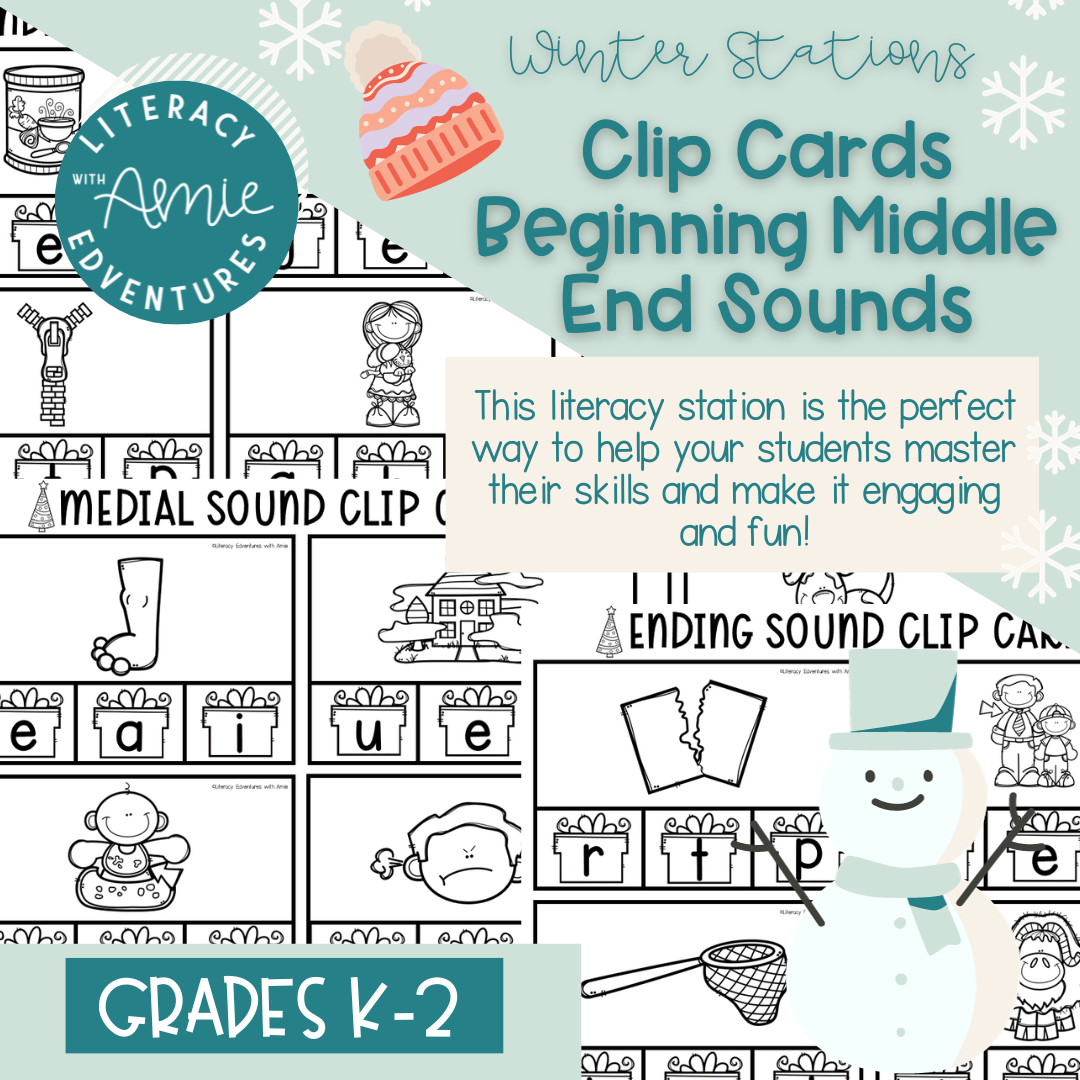 Winter Clip Cards Beginning Middle End Sounds — Literacy Edventures