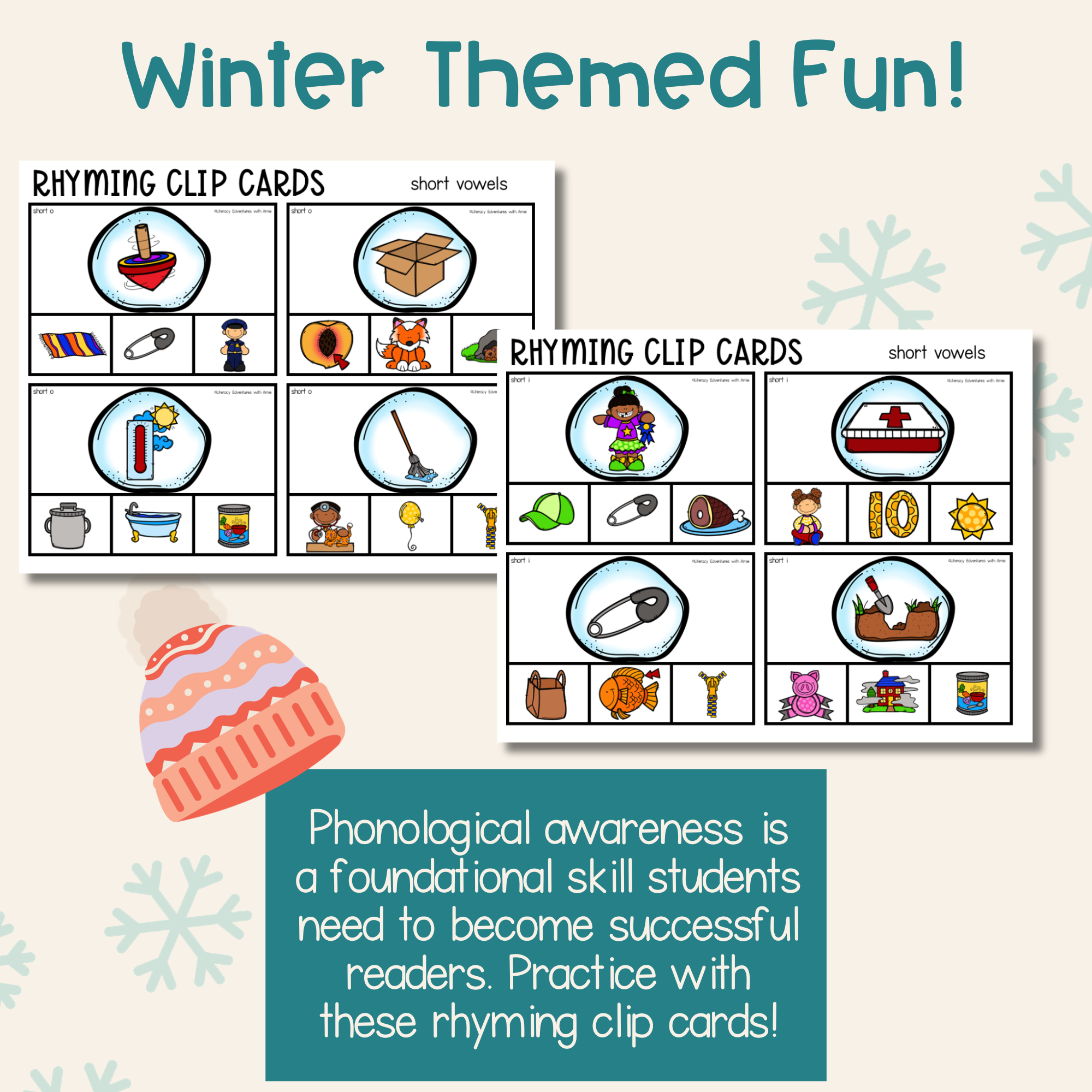 Winter Rhyming Clip Cards — Literacy Edventures