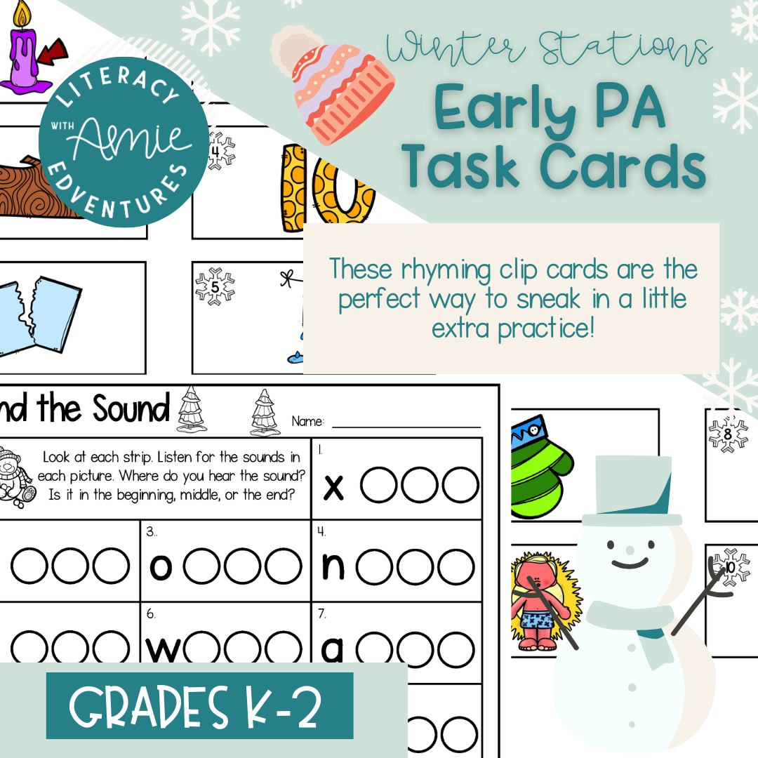 Winter Early Phonological Awareness Task Cards — Literacy Edventures
