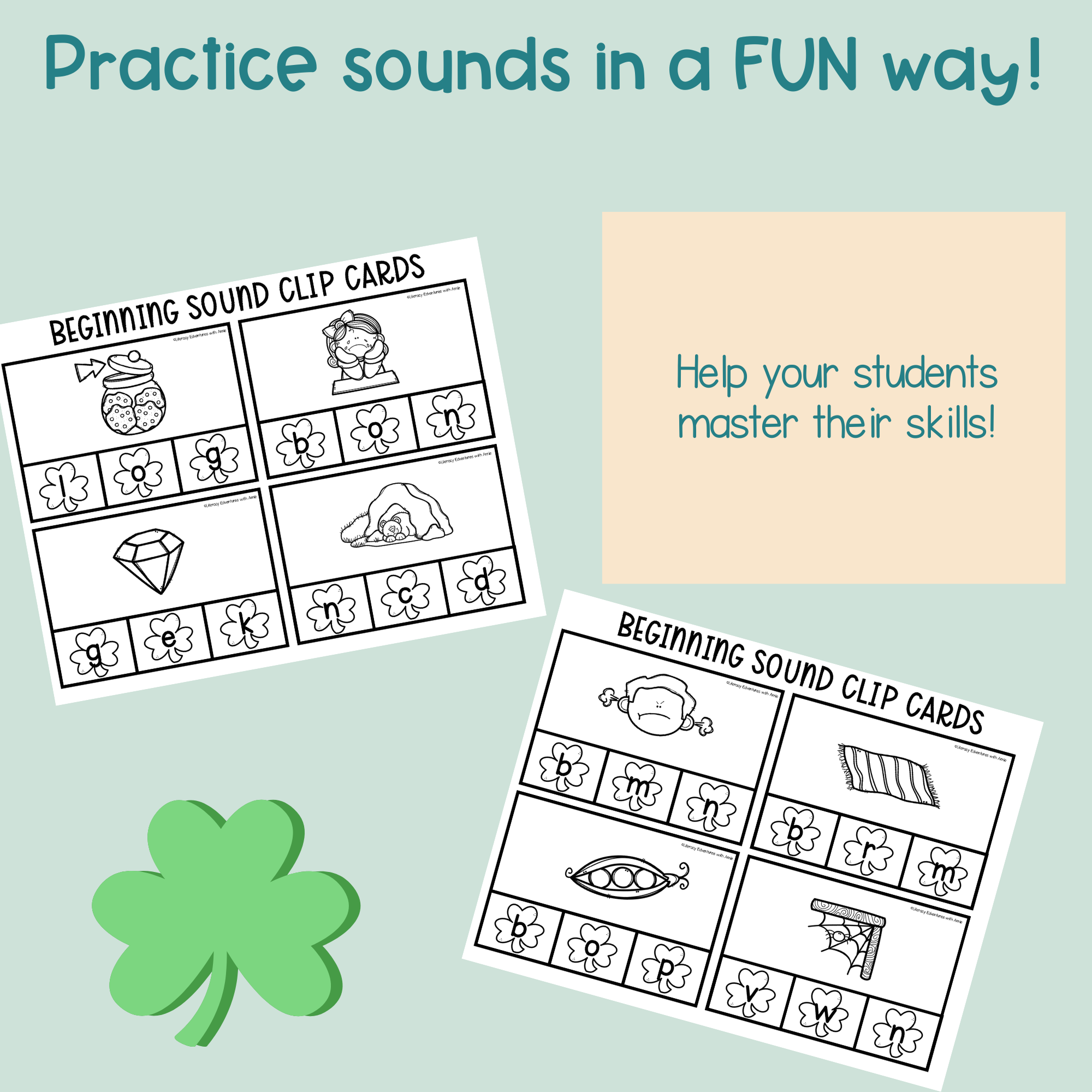 March Clip Cards Beginning Middle End Sounds — Literacy Edventures