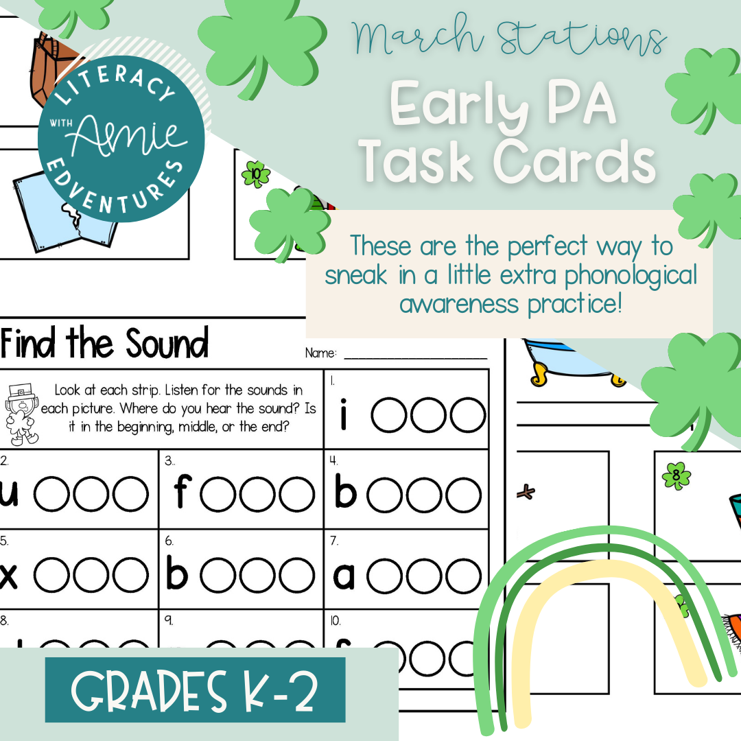 March Early Phonological Awareness Task Cards — Literacy Edventures