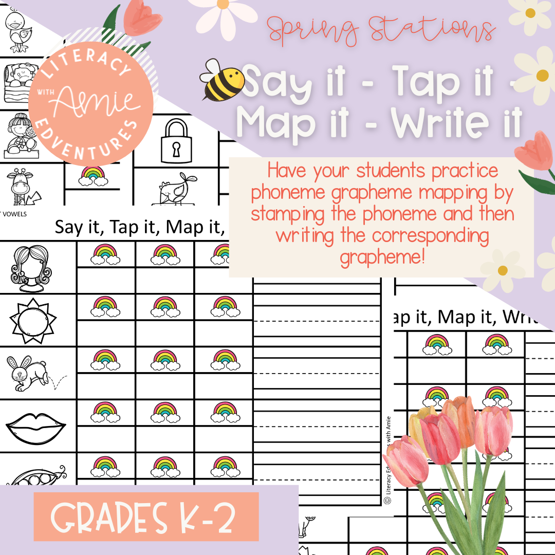 Spring Themed Say it - Tap it - Map it - Write it — Literacy Edventures