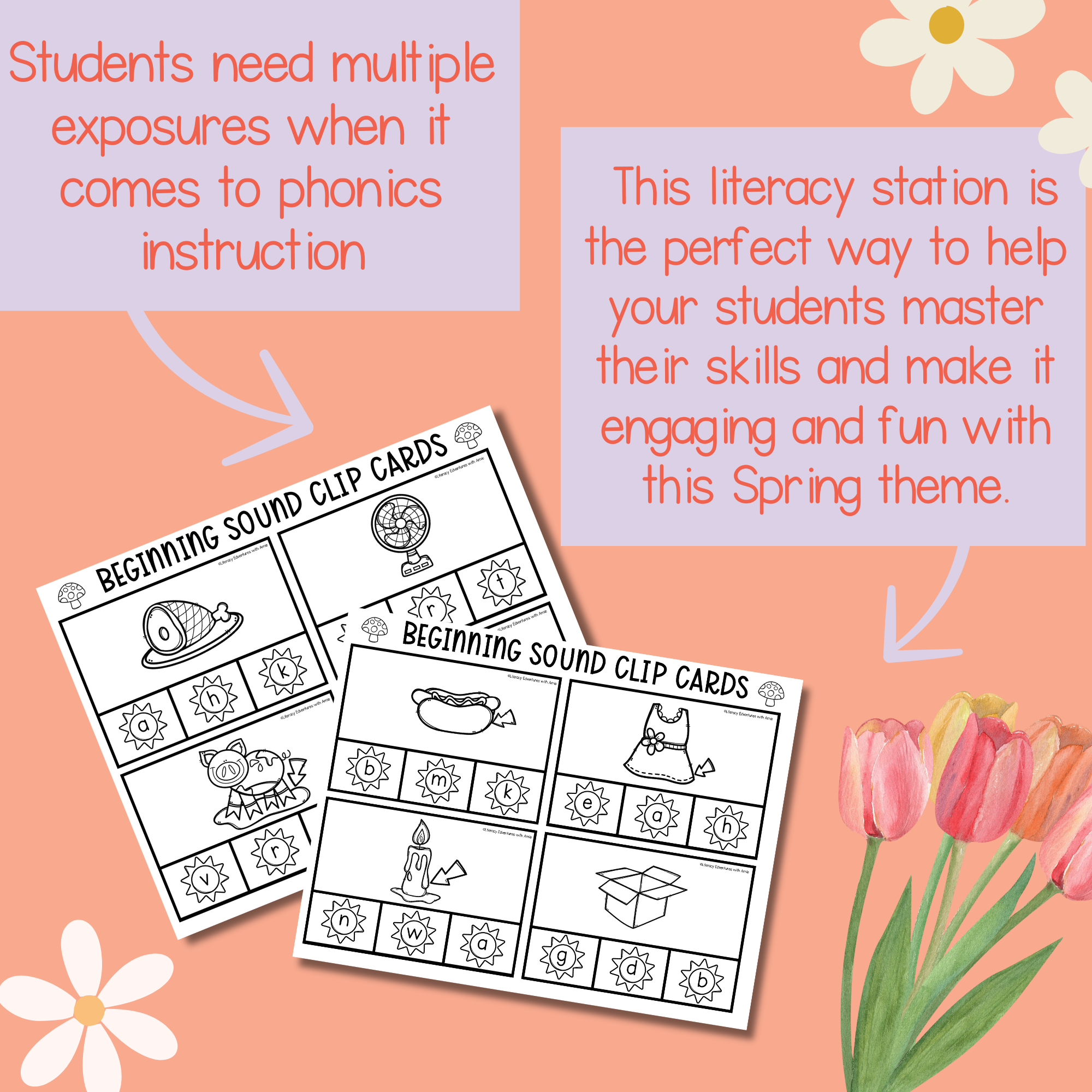 Spring Clip Cards Beginning Middle End Sounds — Literacy Edventures