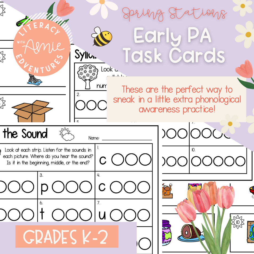 Spring Early Phonological Awareness Task Cards — Literacy Edventures