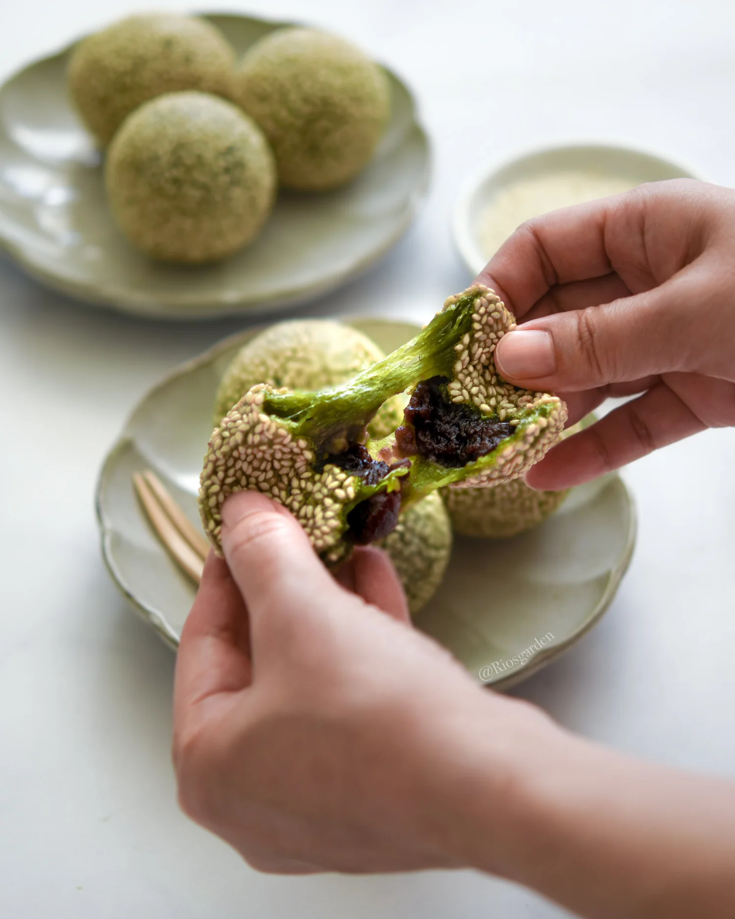 Matcha Sesame Balls — Rio's Garden