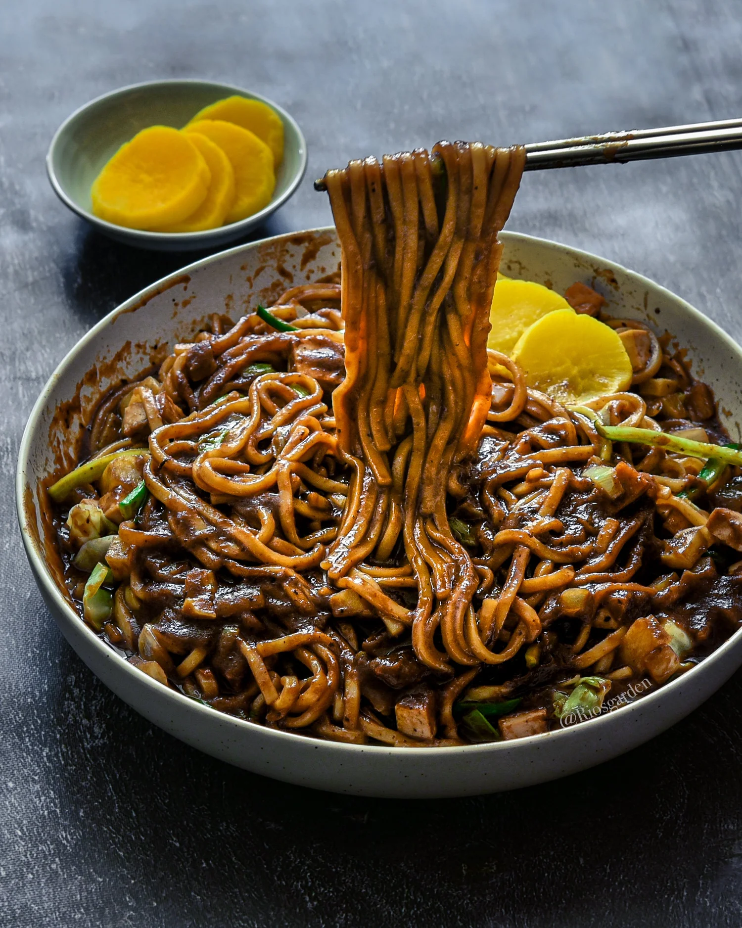 Jajangmyeon (Korean noodles in blackbean sauce) — Rio's Garden