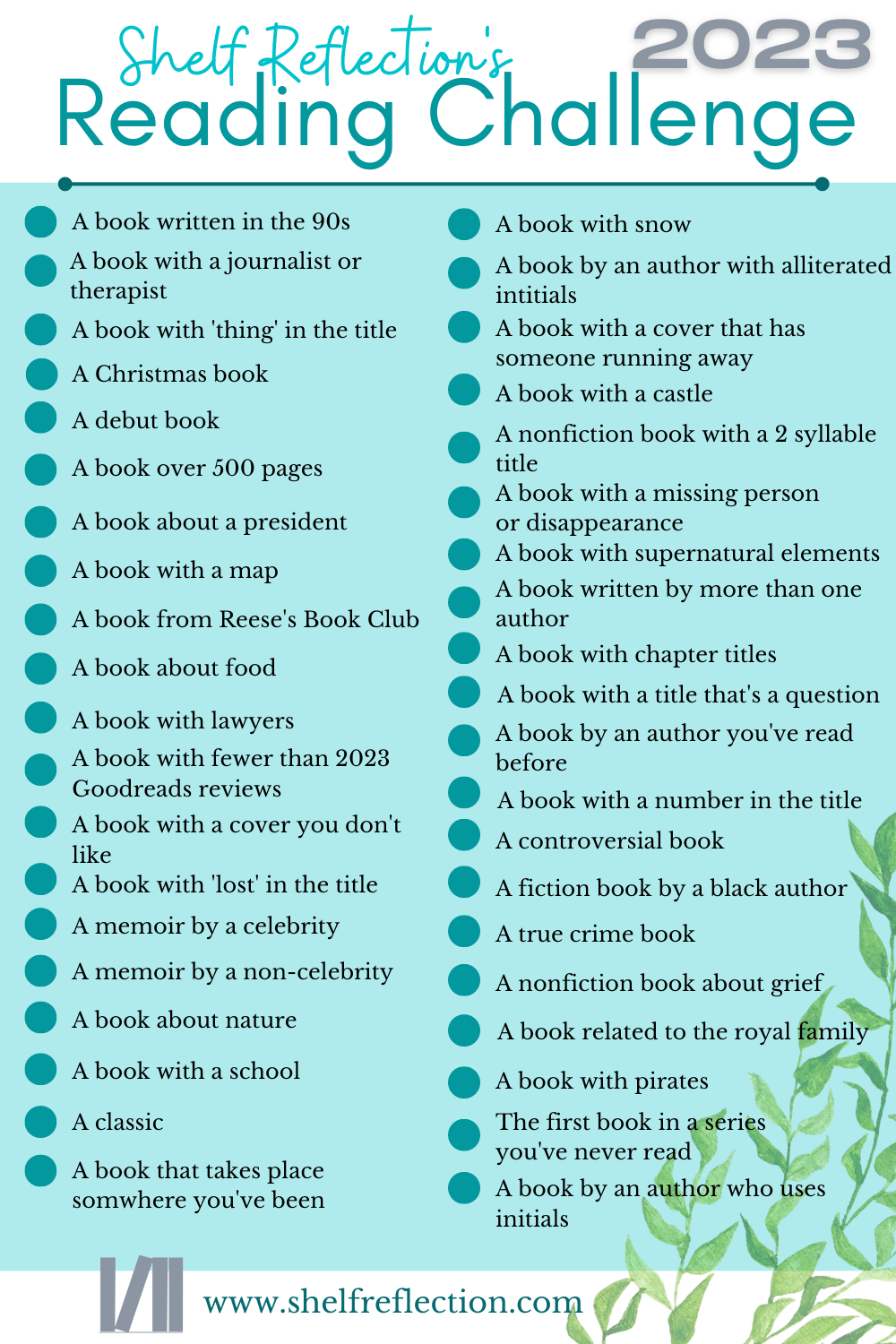 Shelf Reflection's 2023 Reading Challenge by Shelf Reflection — Shelf ...
