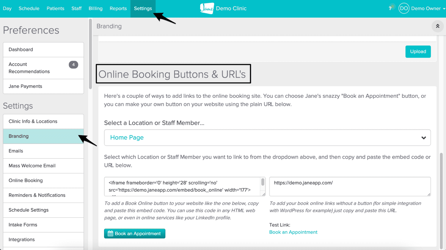 Online Booking Buttons & Branding, Made Easy With Jane — Therapist Site ...
