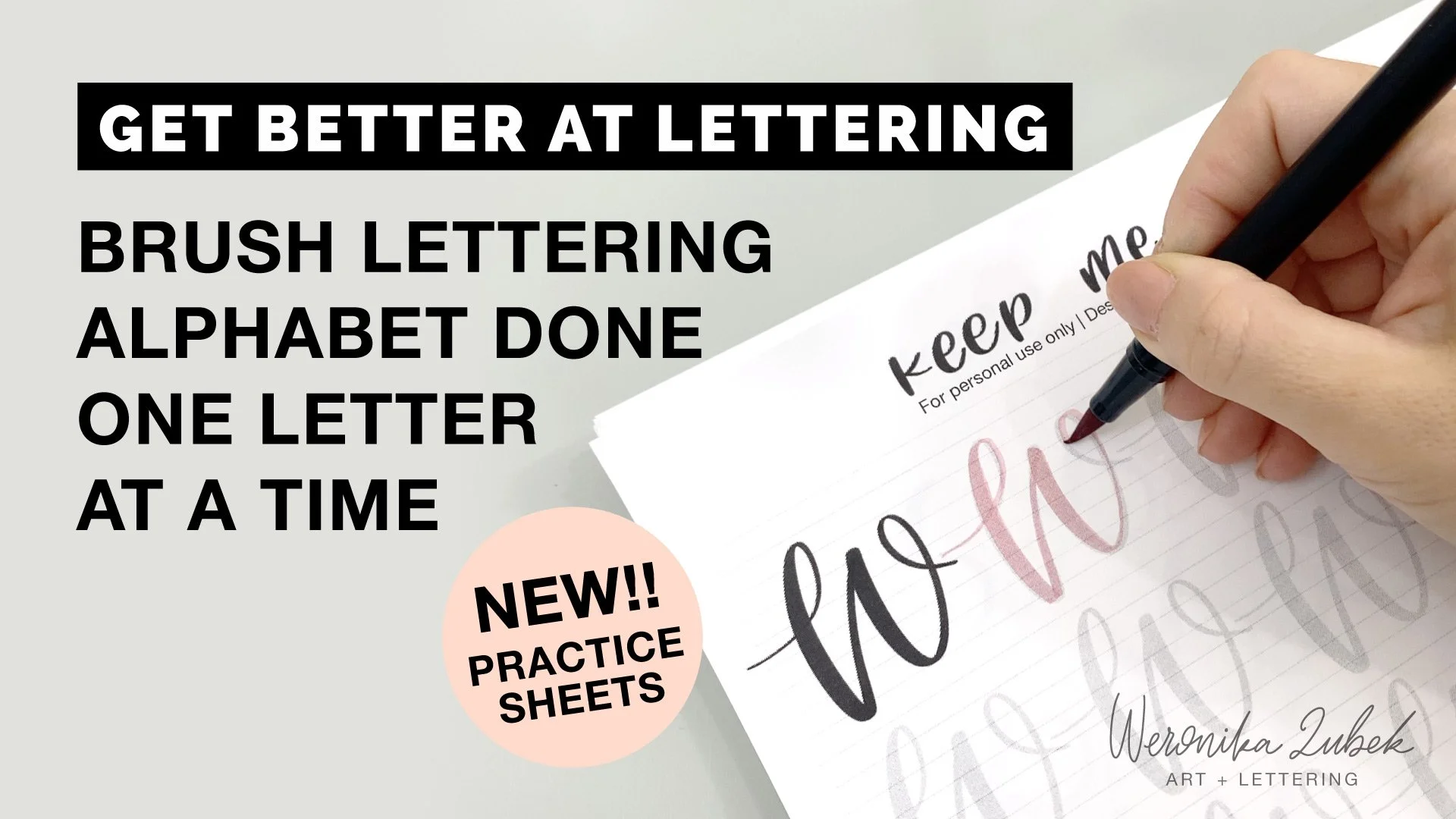 Brush lettering practice worksheets 72 sheets — Weronika Zubek Fine Art