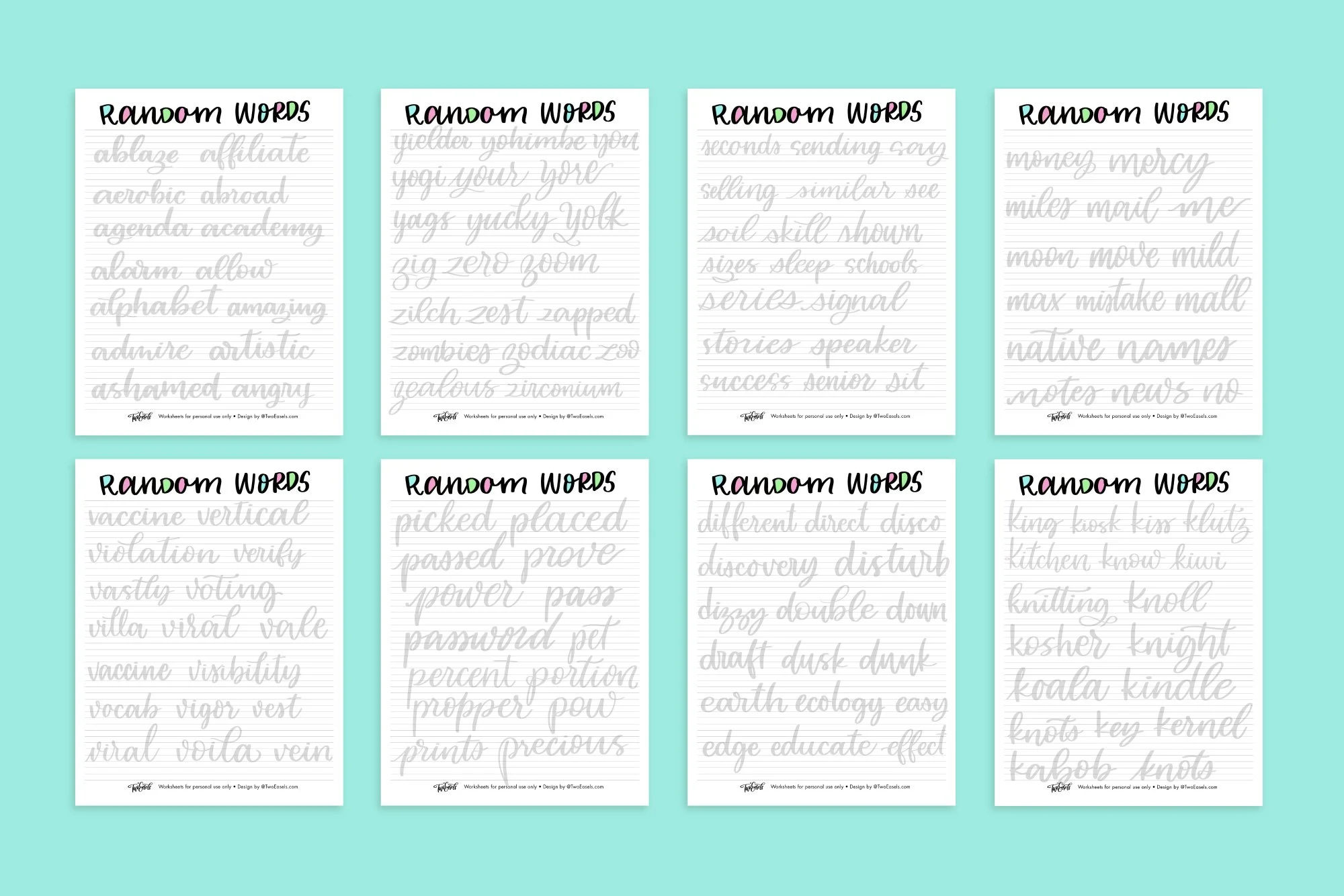 Practice brush lettering words — Weronika Zubek Fine Art