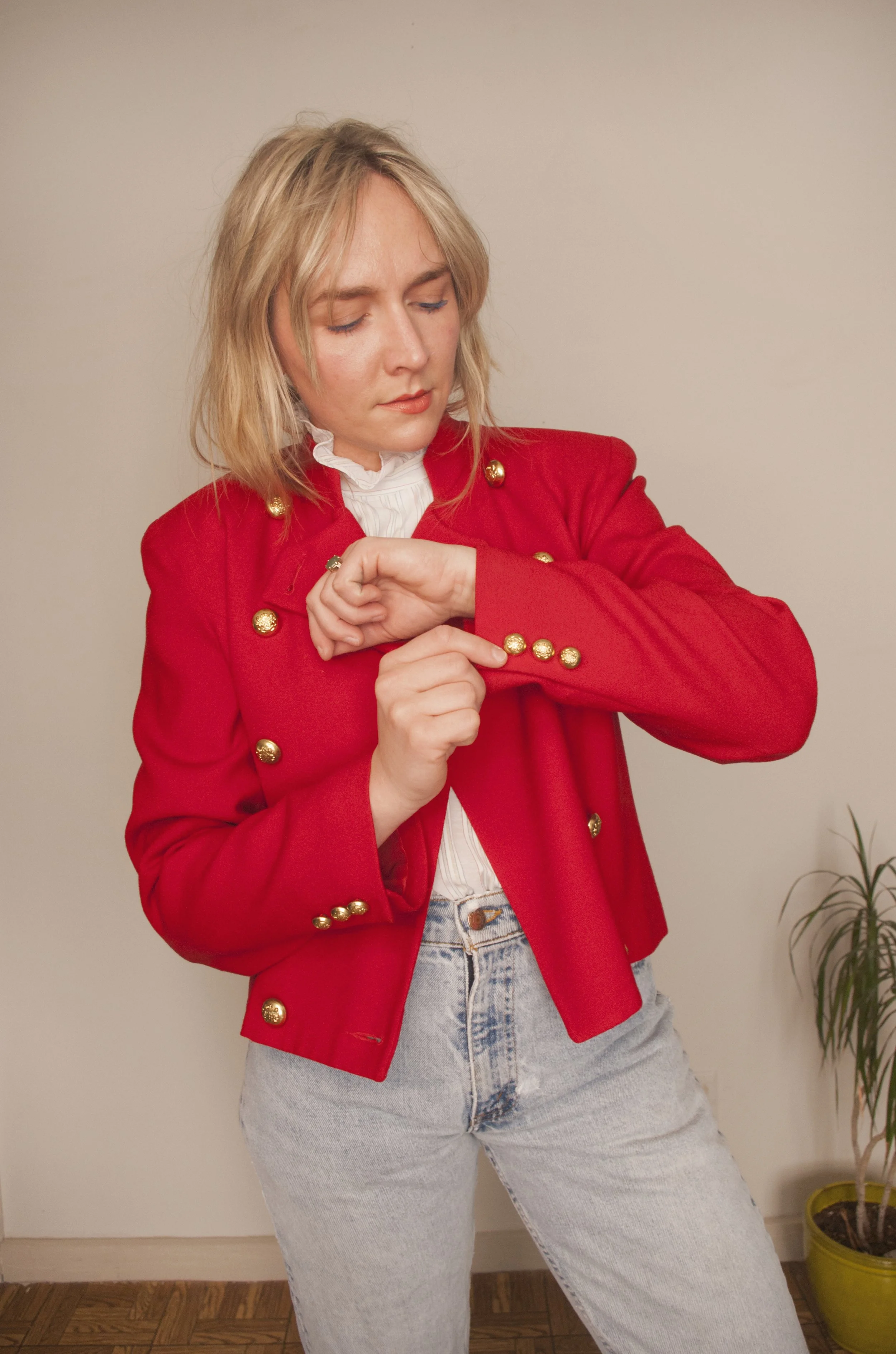 Vintage 1980s Women's Red Double Breasted Cropped Blazer by Casual Corner size Medium — Crying ...