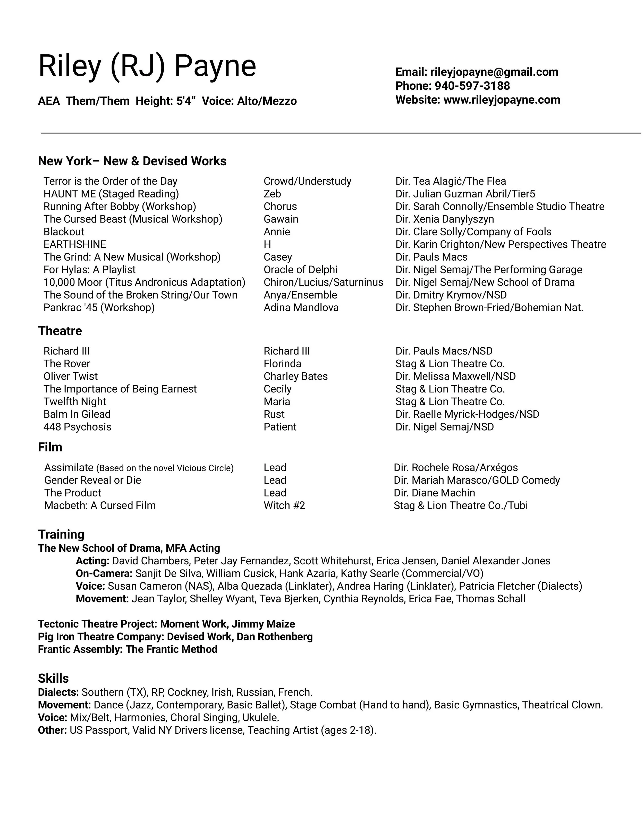 Resume — Riley (RJ) Payne