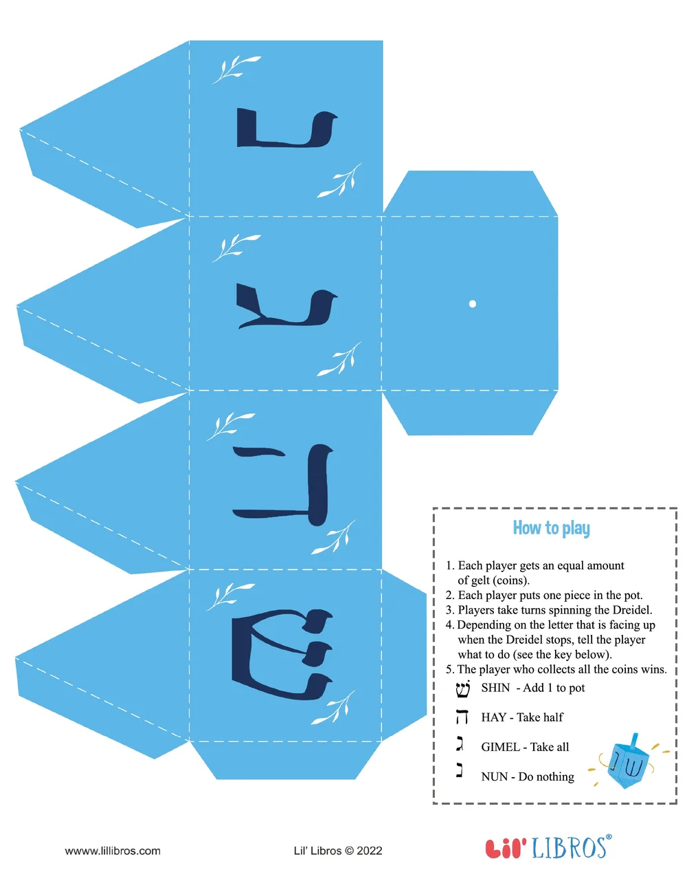 DIY Dreidel | Lil' Libros Learning Portal