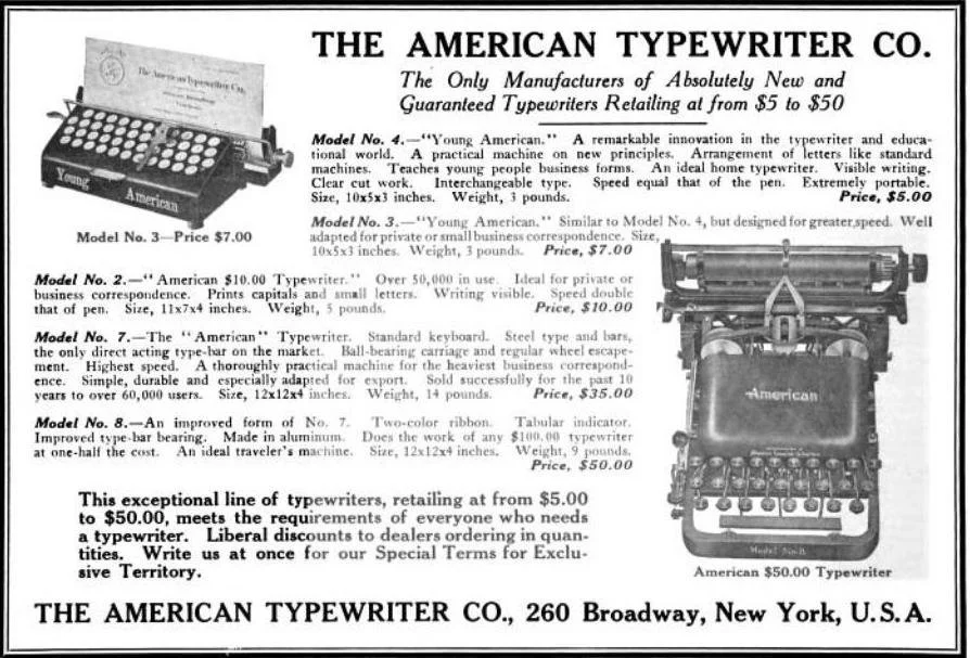 The American Typewriter Co. 265 Broadway, New York — Tampa Typewriter ...
