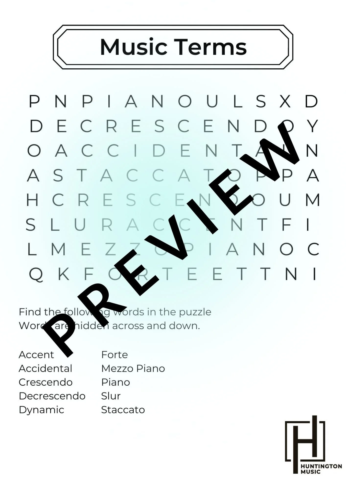 Word Search: Musical Terms — Huntington Music