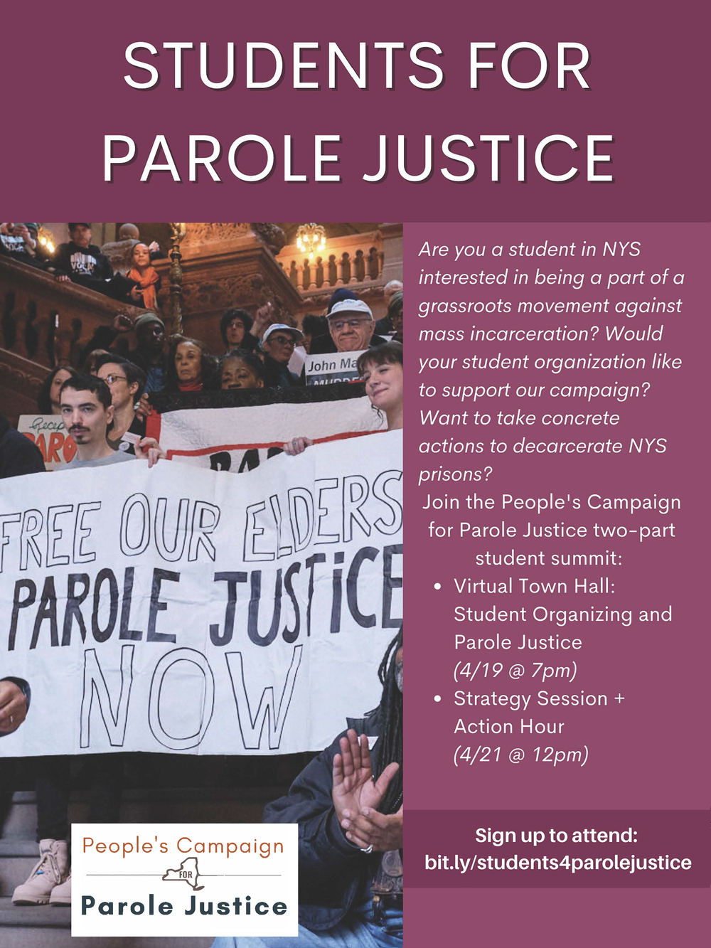 Students for Parole Justice Virtual Town Hall — People's Campaign for ...