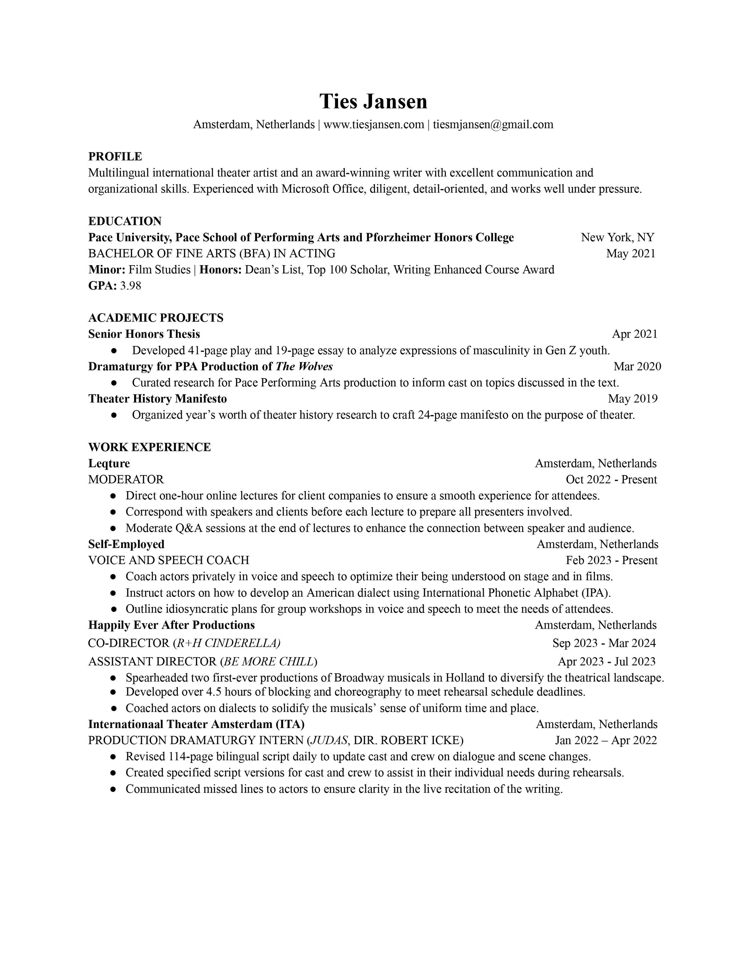 Off-Stage Work — TIES JANSEN