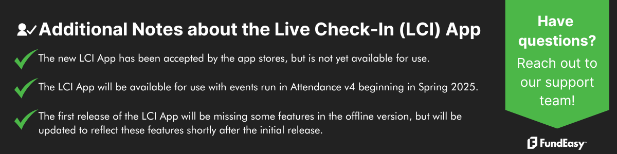 Announcing: The New Live Check-In App | FundEasy
